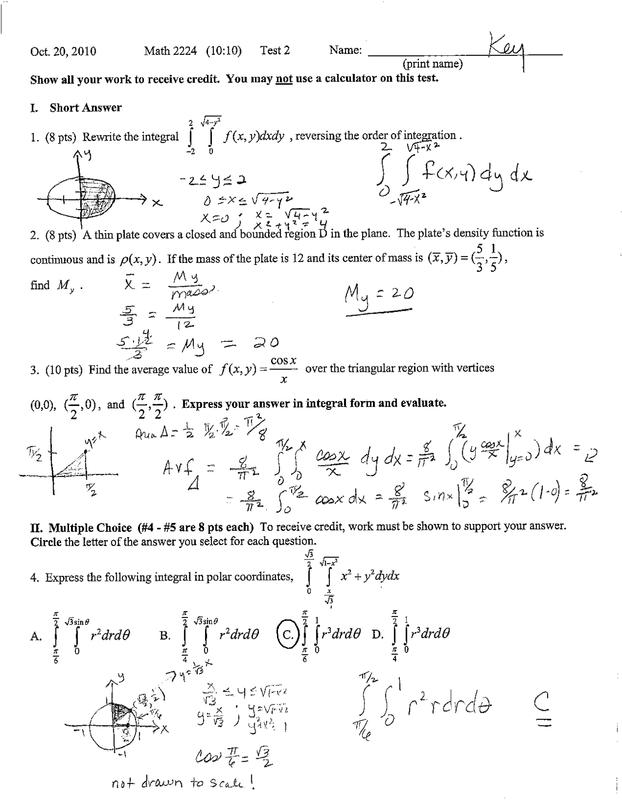 Exam 2 With Answers On Multivariable Calculus Math 2224 Docsity