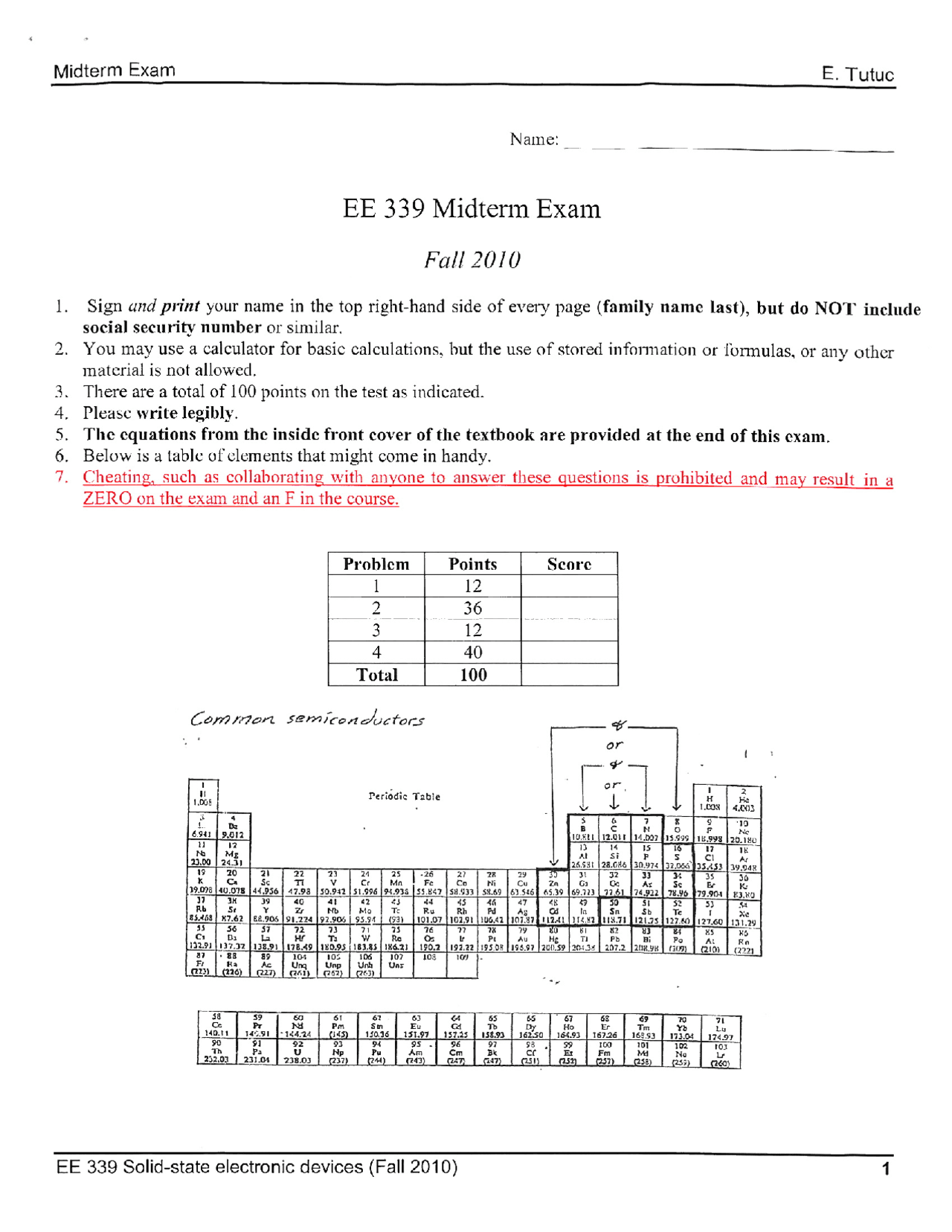 4 Solved Problems For Midterm Exam 2 Solid State Electronic Device