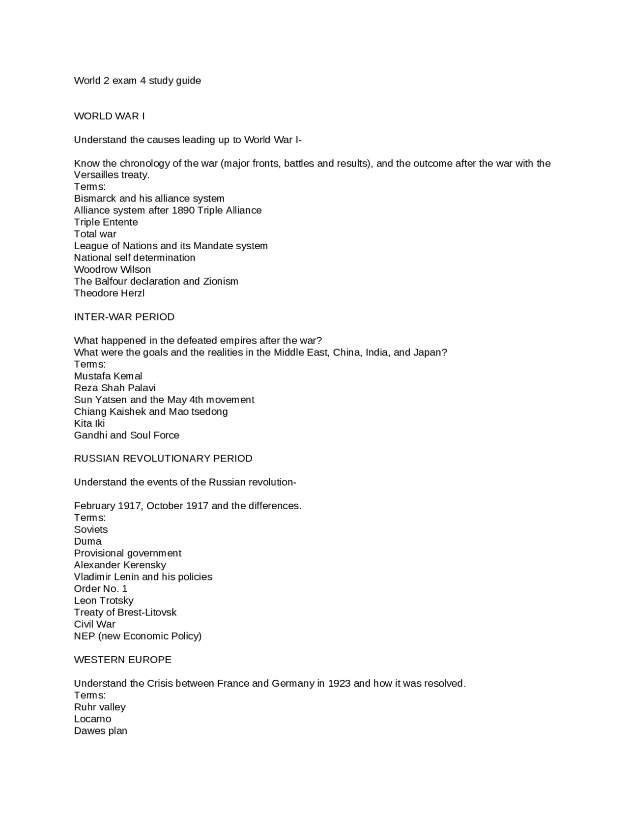 World War I and II - World History Since 1500 - Study Guide | HIST 102 ...