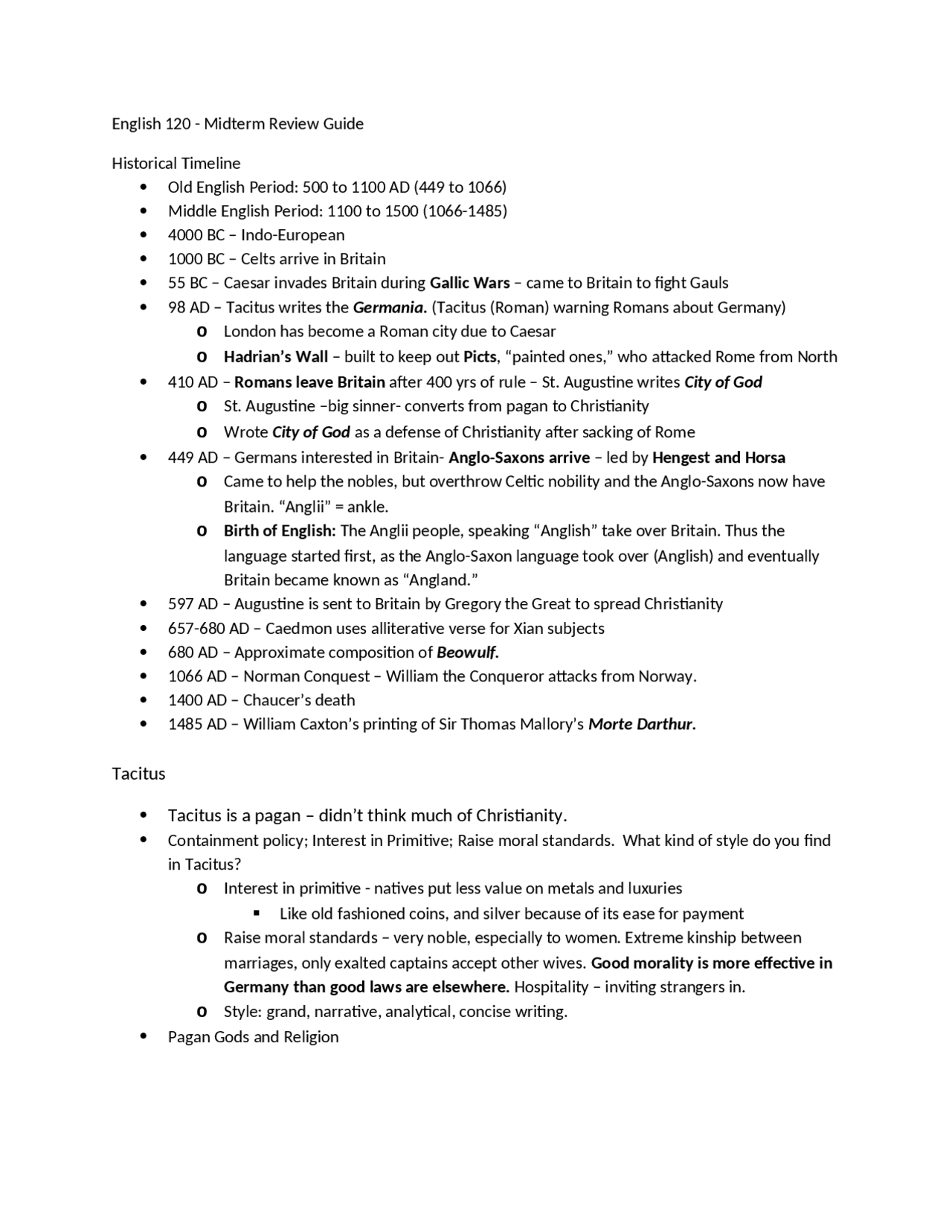 Study Guide of British Literature, Medieval to 18th Century | ENGL 120 ...