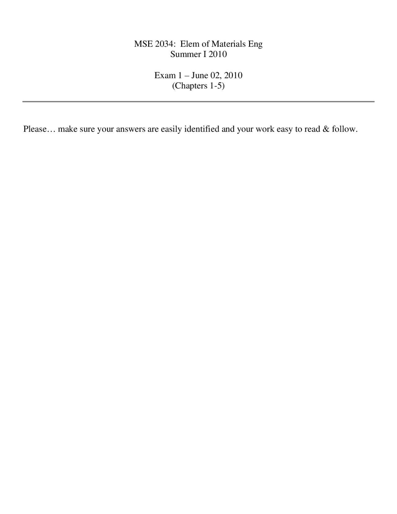 17 Questions On Elements Of Materials Engineering Exam 1 Mse 2034