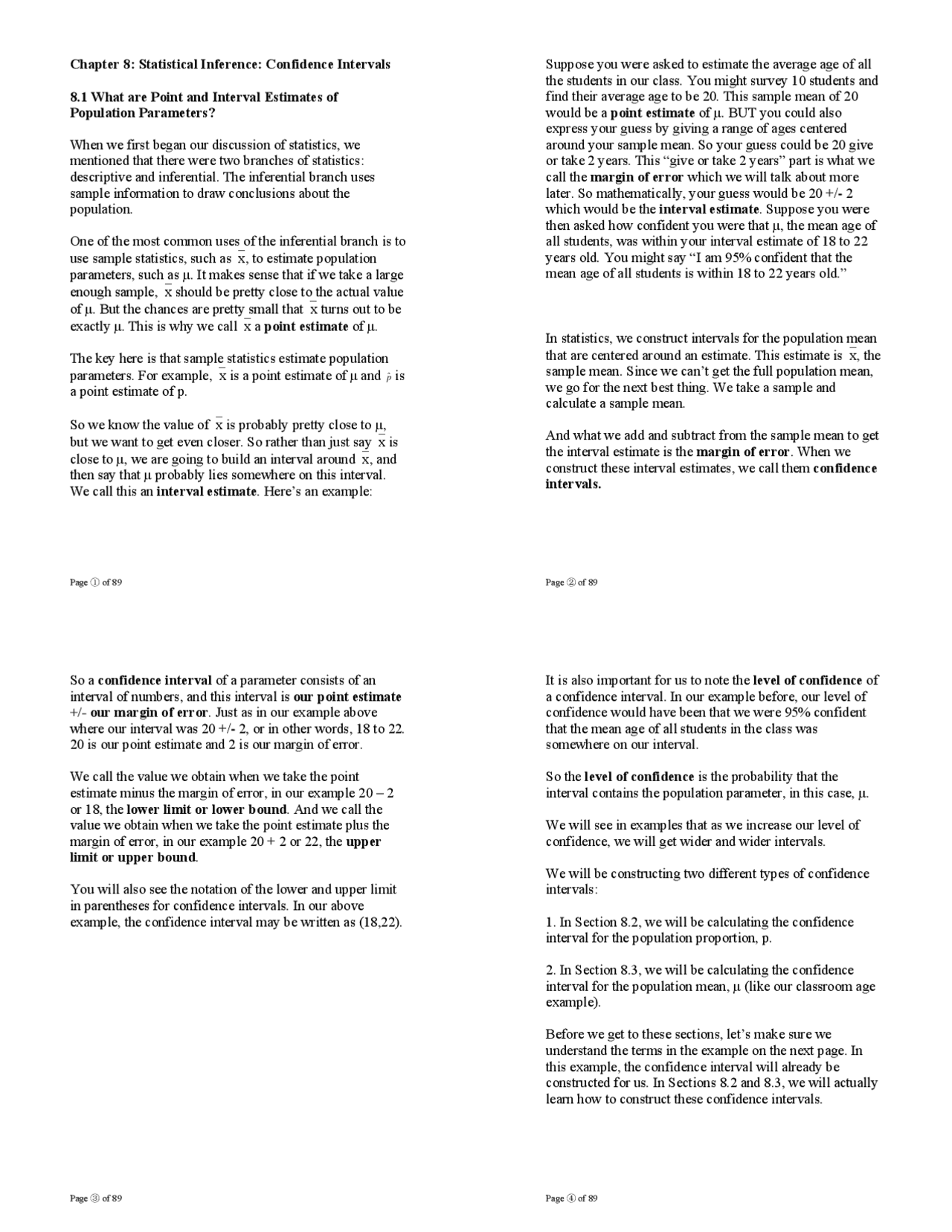 Statistical Inference Confidence Intervals Tests 3 Notes Statistics Stat 2000 Docsity