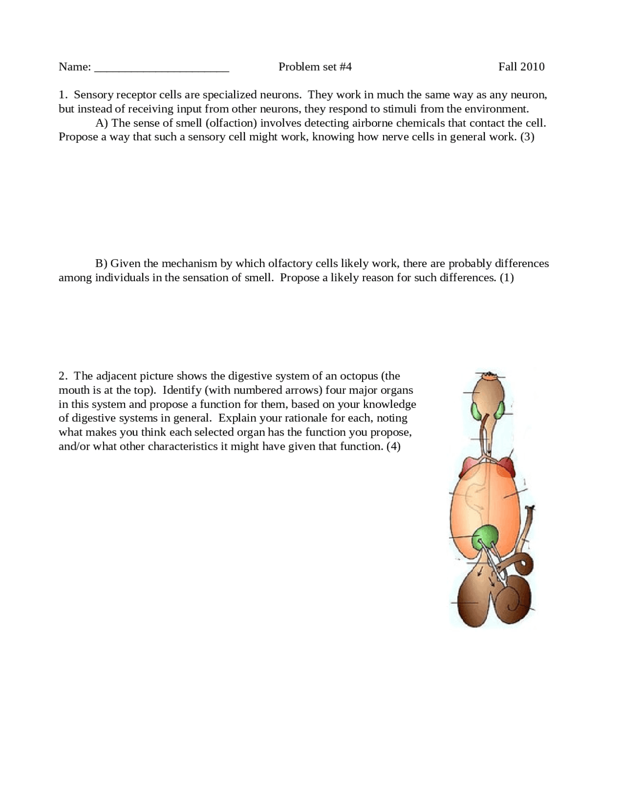 Problem Set 4 Principles Of Biology Biol 12100 Docsity