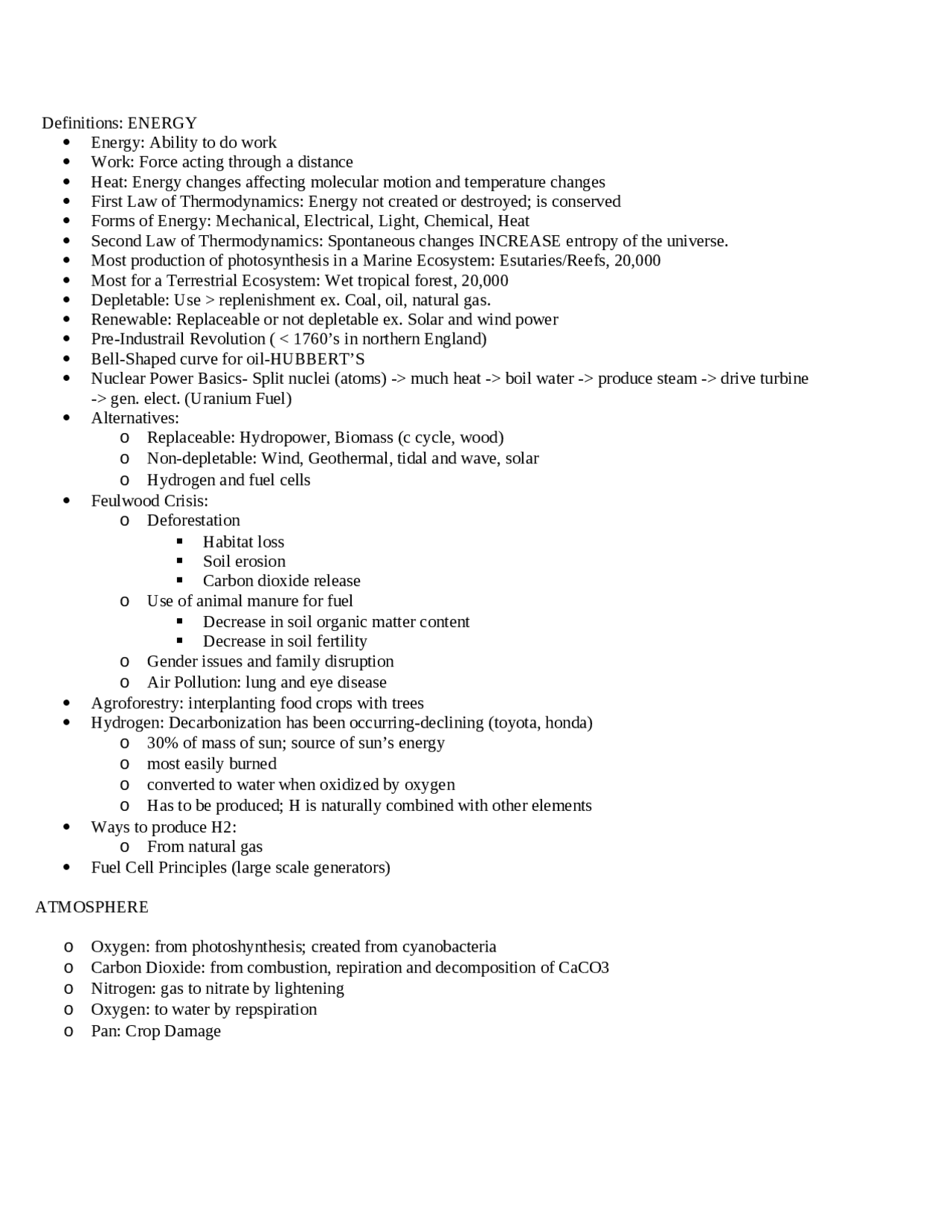 Cheat Sheet For Exam 2 Environment Science Ensp 101 Docsity