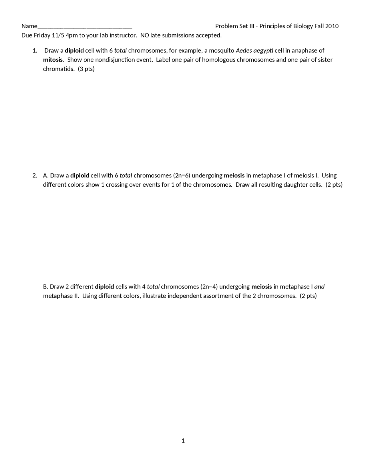 Problem Set 3 Principles Of Biology Biol 12100 Docsity