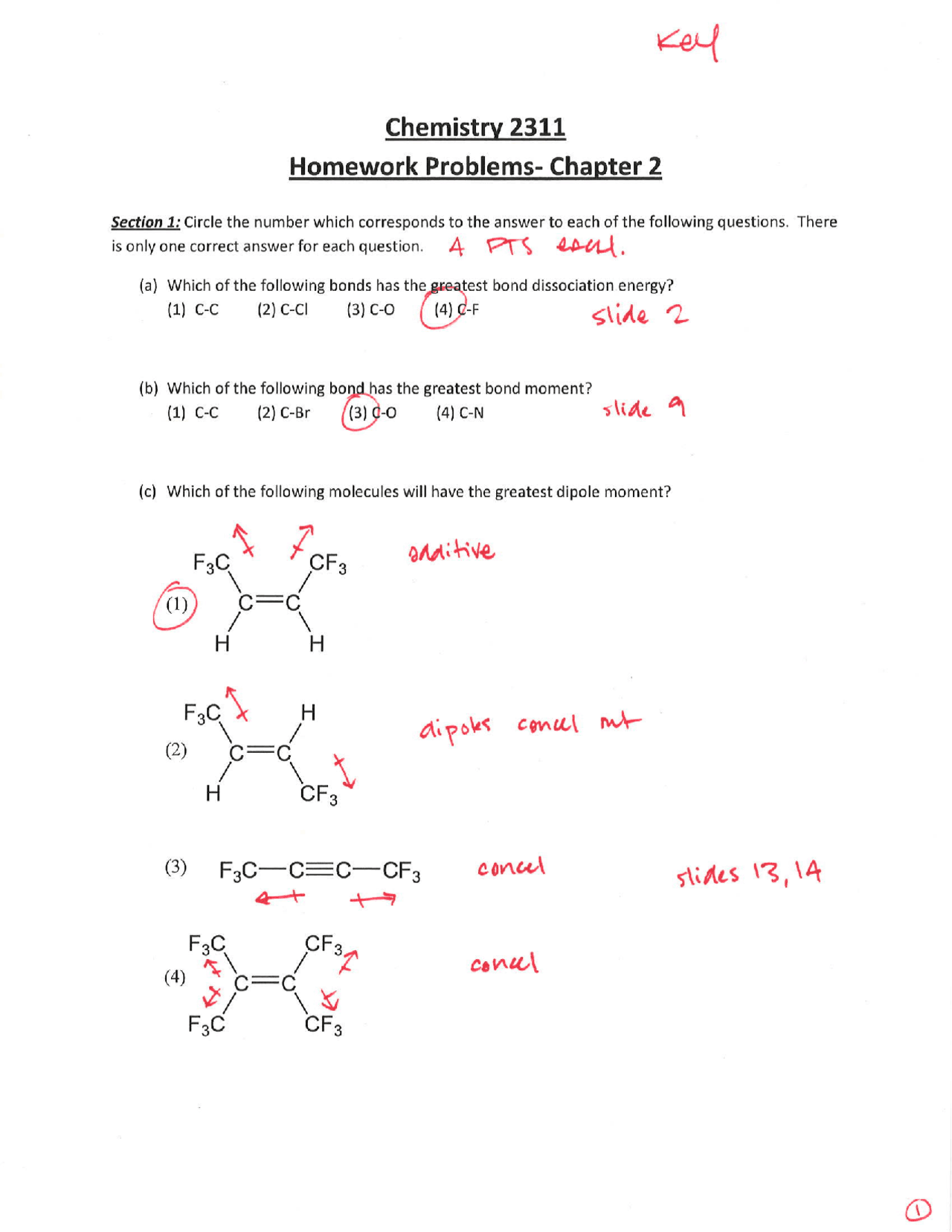 Solution Of Homework Problems Organic Chemistry I Chem 2311 Docsity