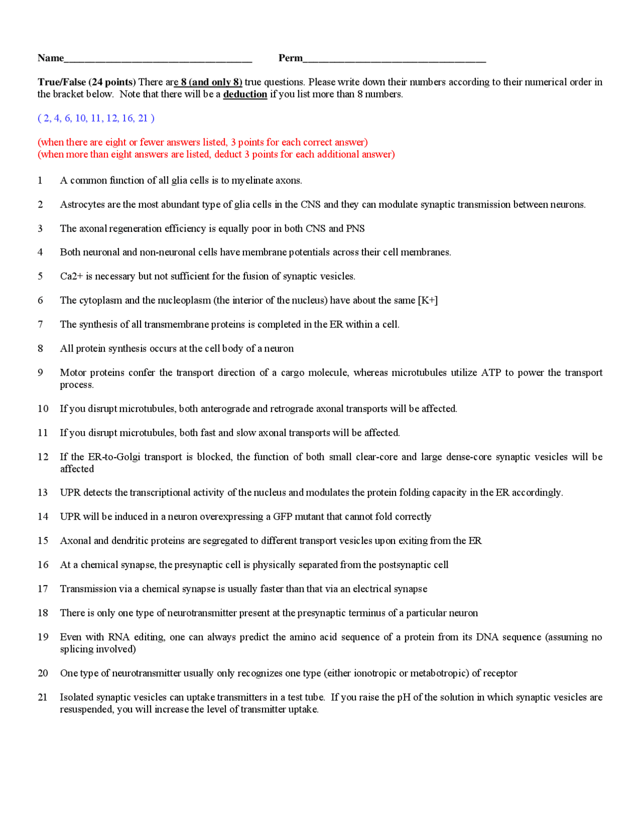 Neurobiology Exam With Solutions Mcdb 151 Docsity
