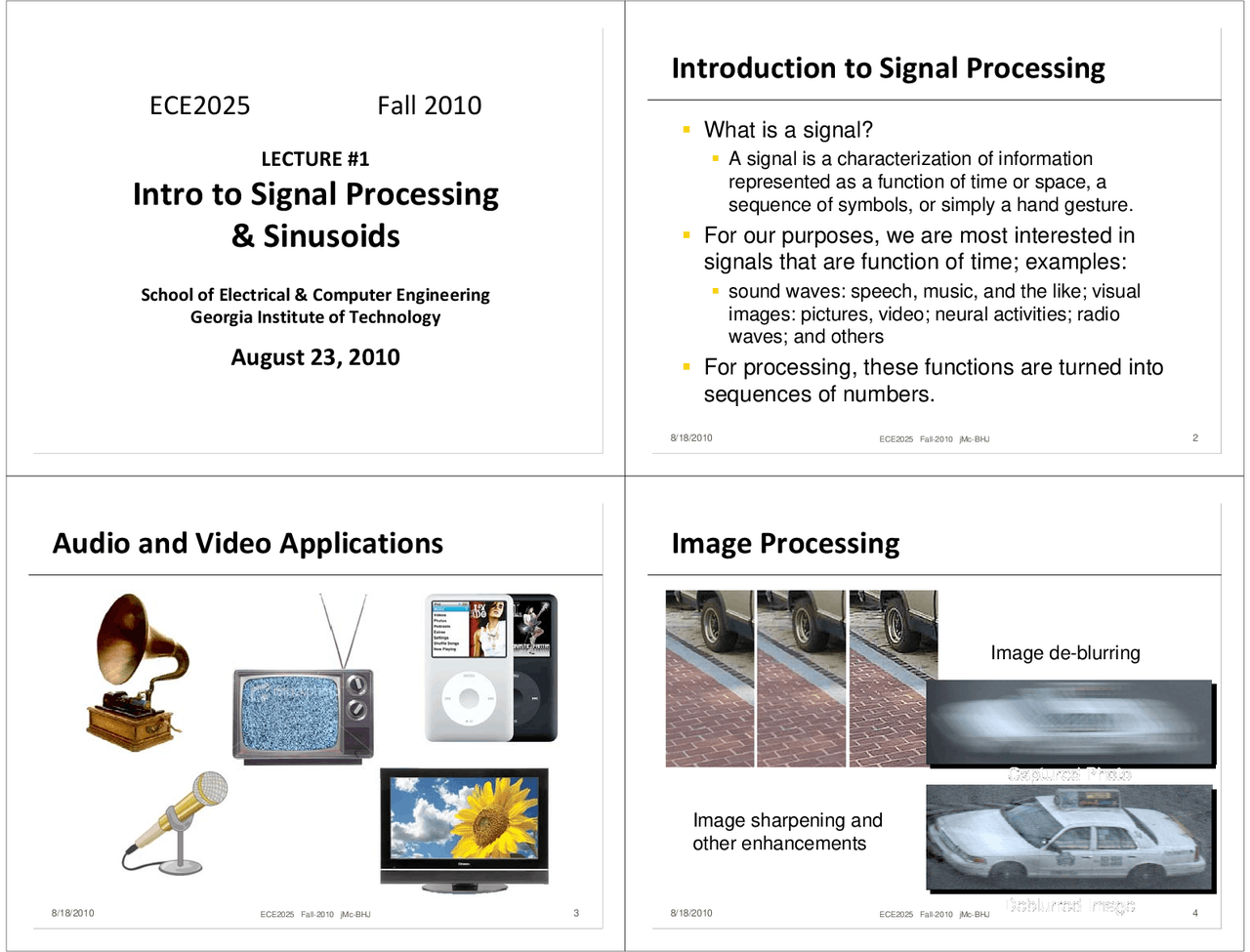 Introduction To Signals Processing And Sinusoids Ece 2025 Docsity