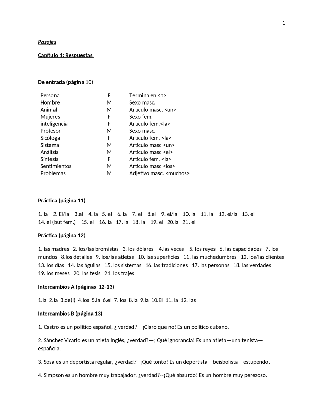 Prácticas de Identificación de Género y Artículos: Capítulo 1 | Exams ...