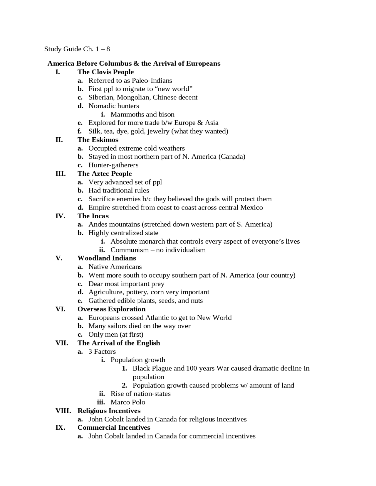 Midterm Study Guide - U S History I to 1865-Honors | HIST 2111 - Docsity