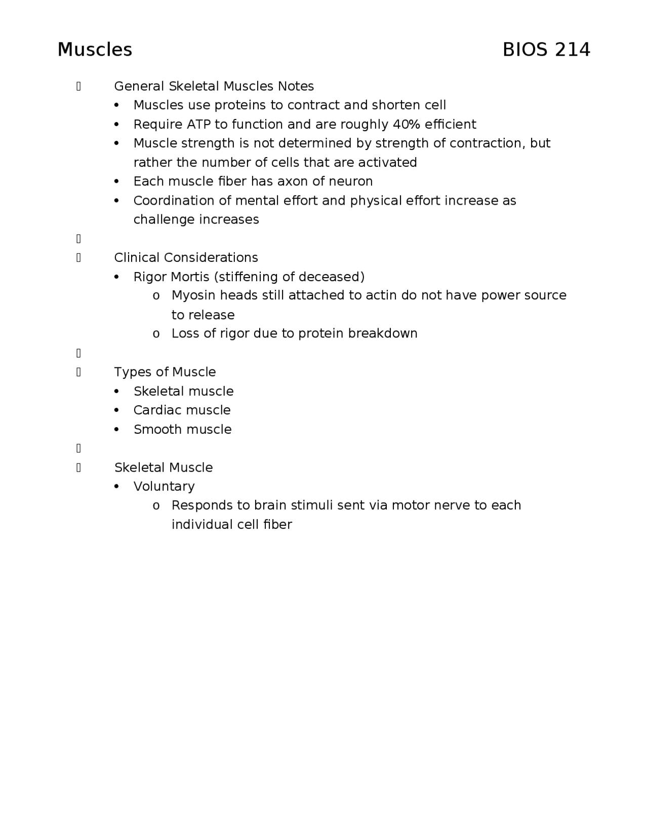 General Skeletal Muscles Notes - Human Anatomy | BIOS 214 - Docsity