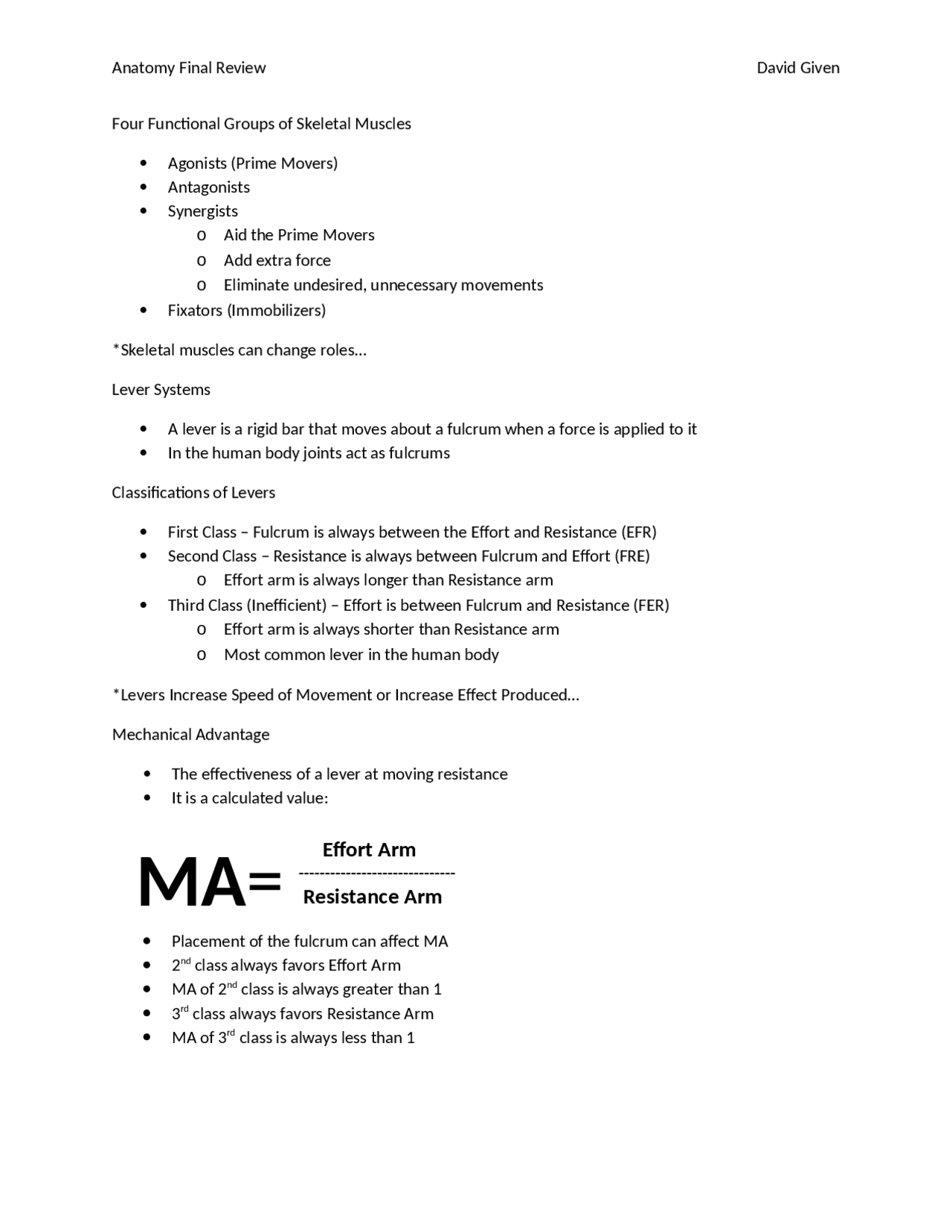 Four Functional Groups of Skeletal Muscles - Anatomy Final Review ...
