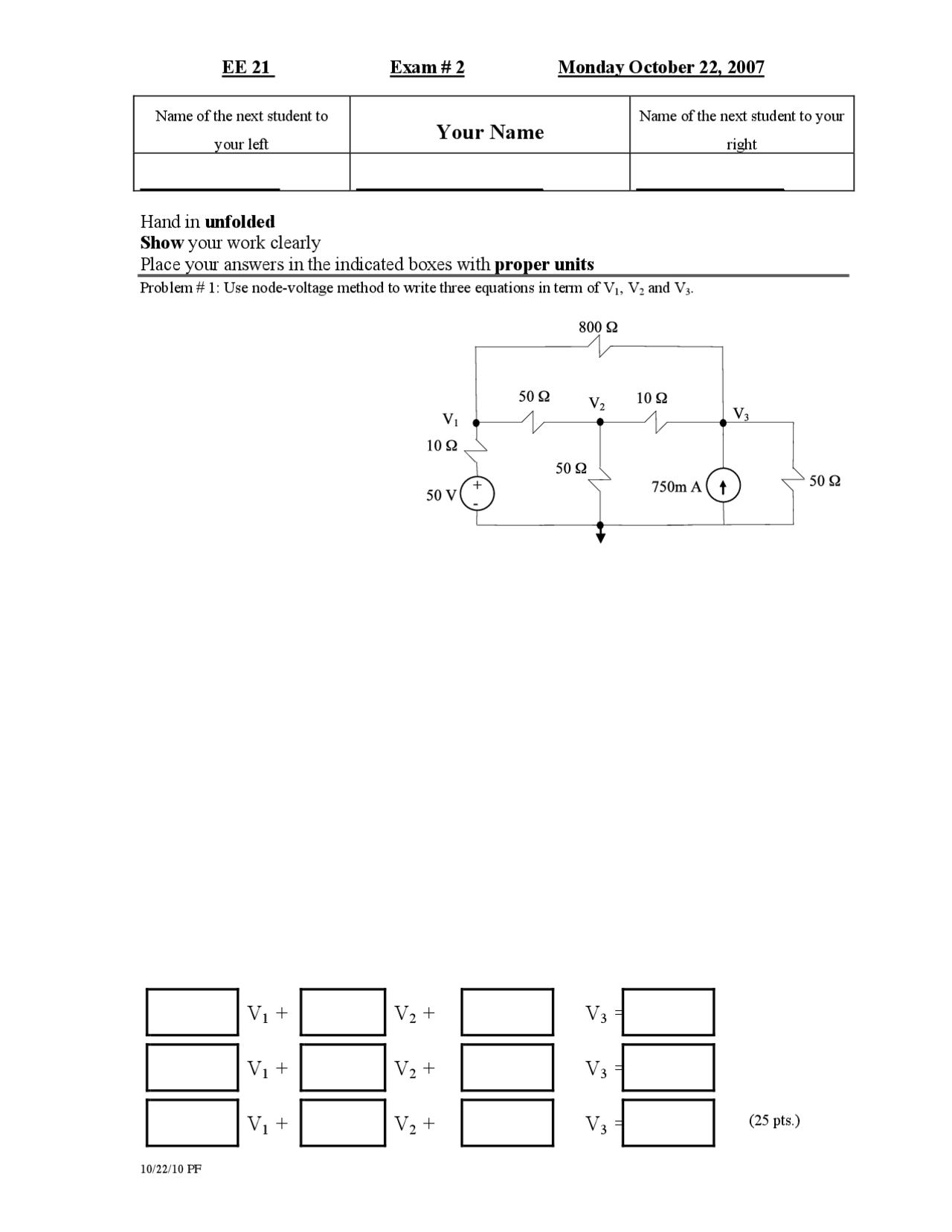 3 Problems For Exam 2 Introduction Electrical Engineering Ee 221