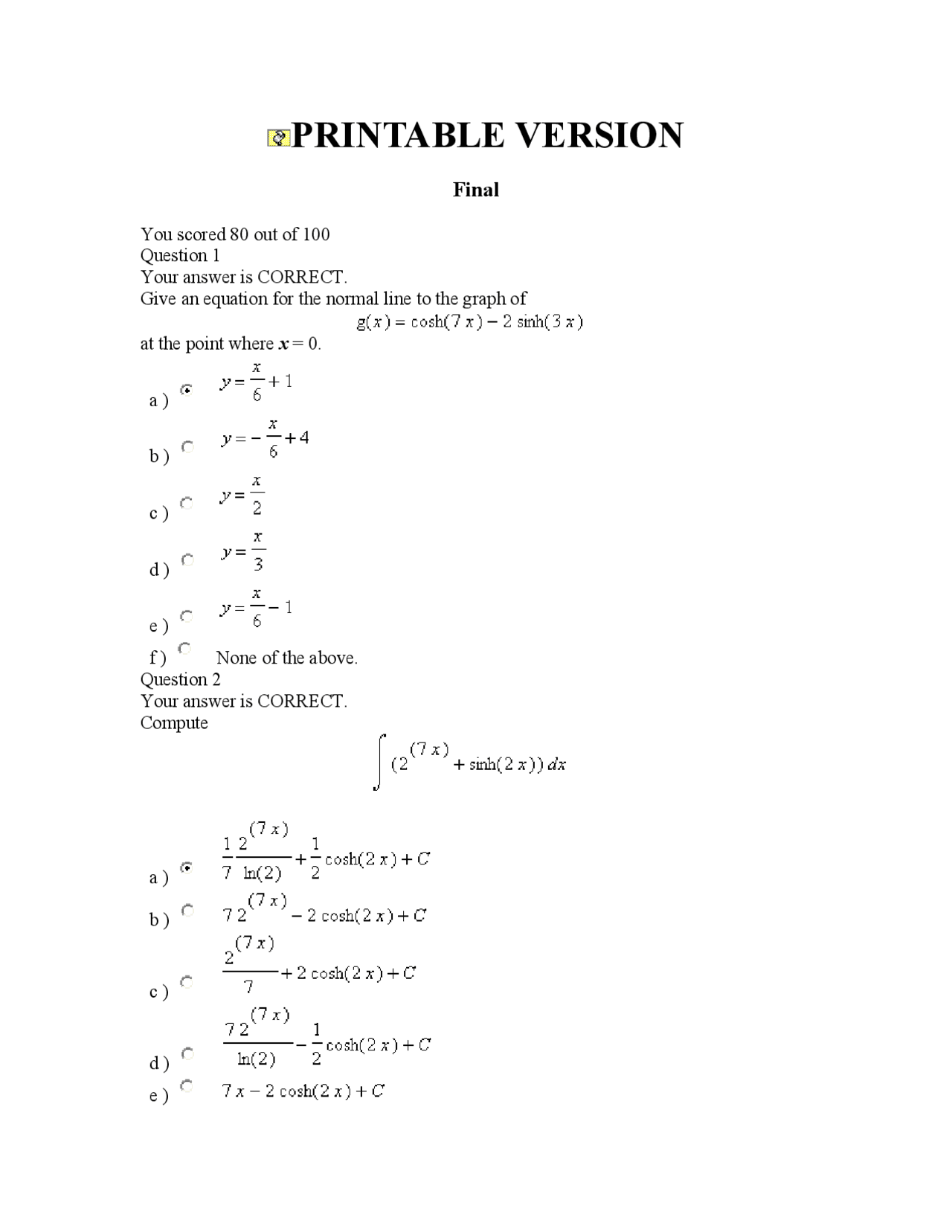 20 Solved Questions On Calculus Ii Final Exam Math 1432 Docsity