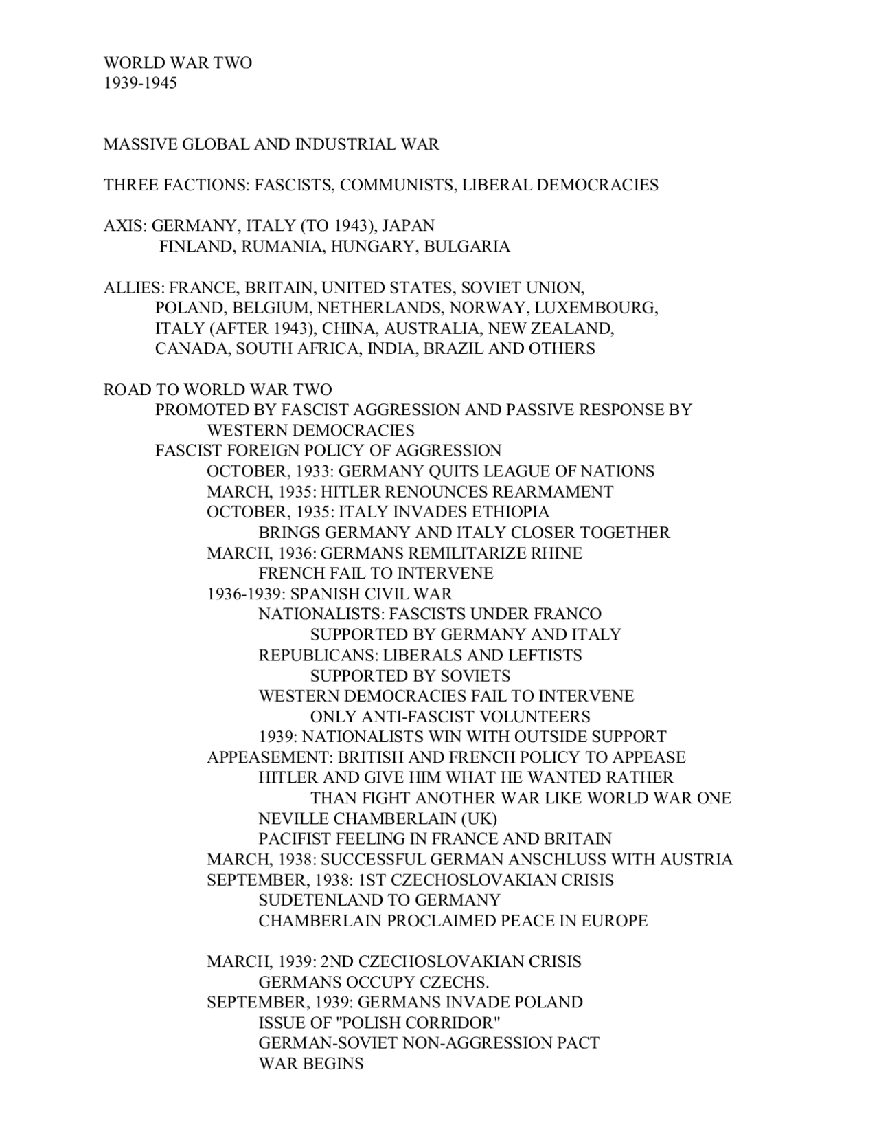 World War 2 - Western Civilization, Modern | HIST 101 - Docsity