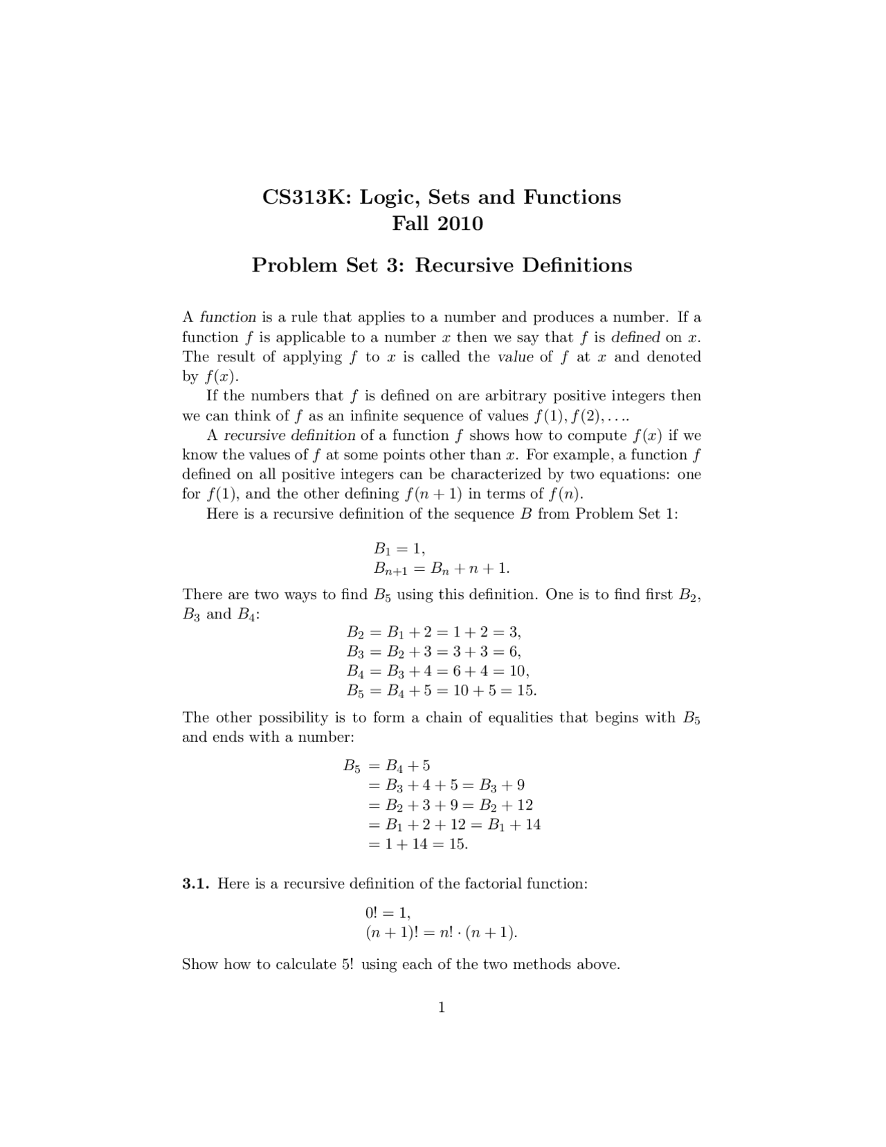 Recursive Definitions - Logic, Sets and Functions - Problem Set 3 | C S ...
