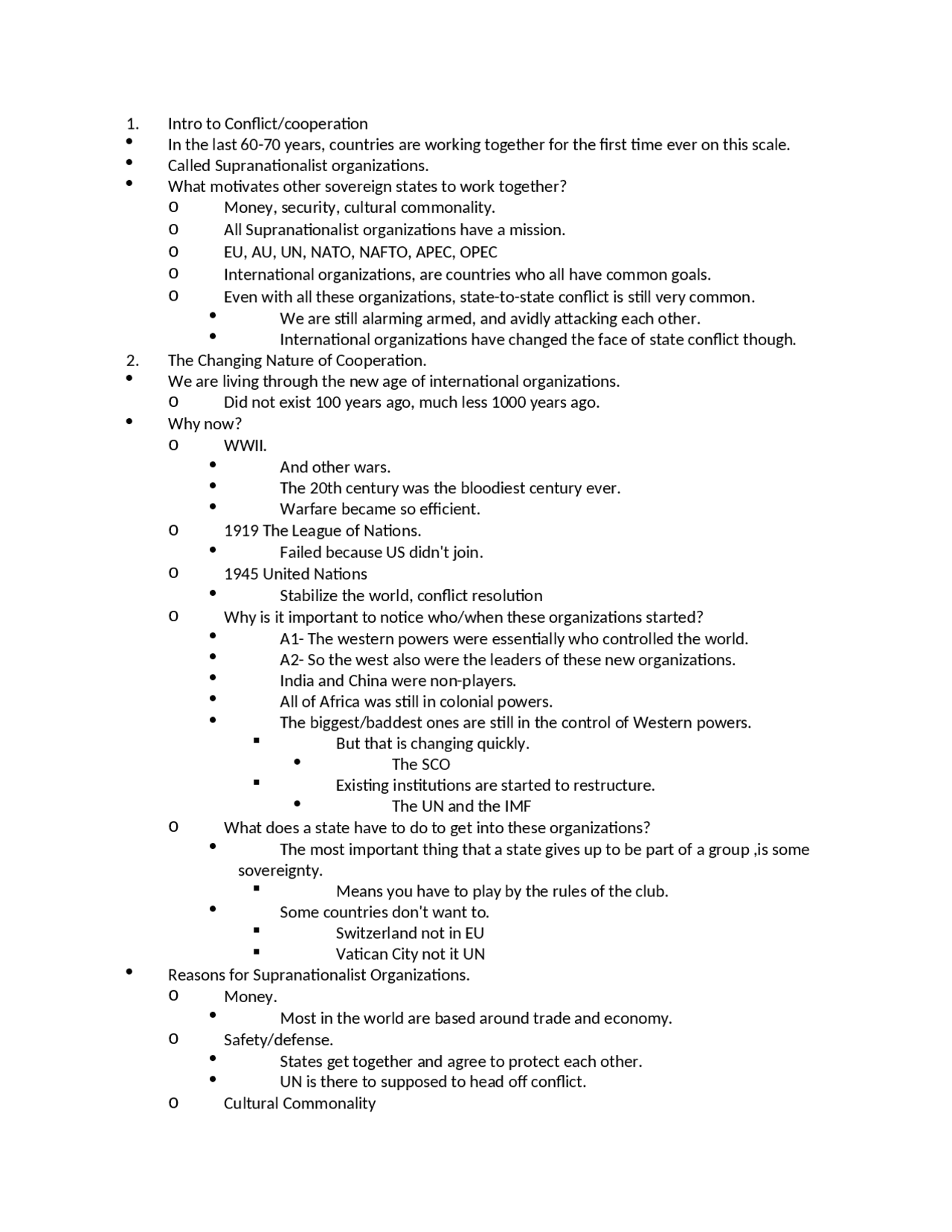 Introduction To Conflict And Cooperation Lecture Notes Geog 1014