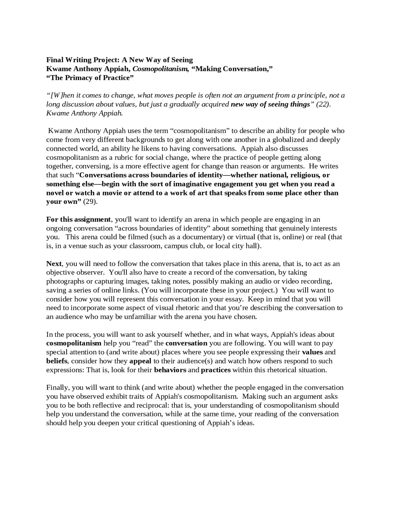 Final Paper Assignment - English Composition I | ENG 105 | Study notes ...