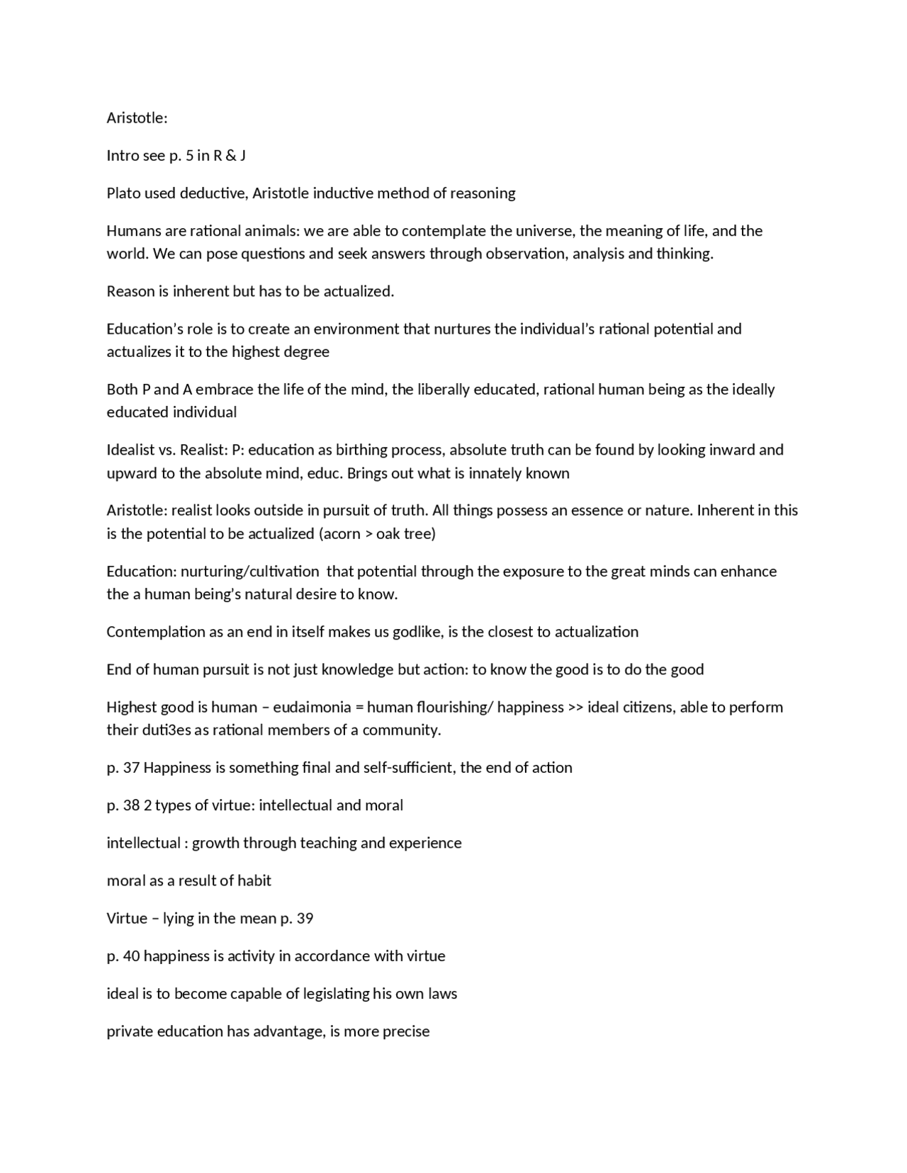 Aristotle's Philosophy of Education: Inductive Reasoning and Human ...