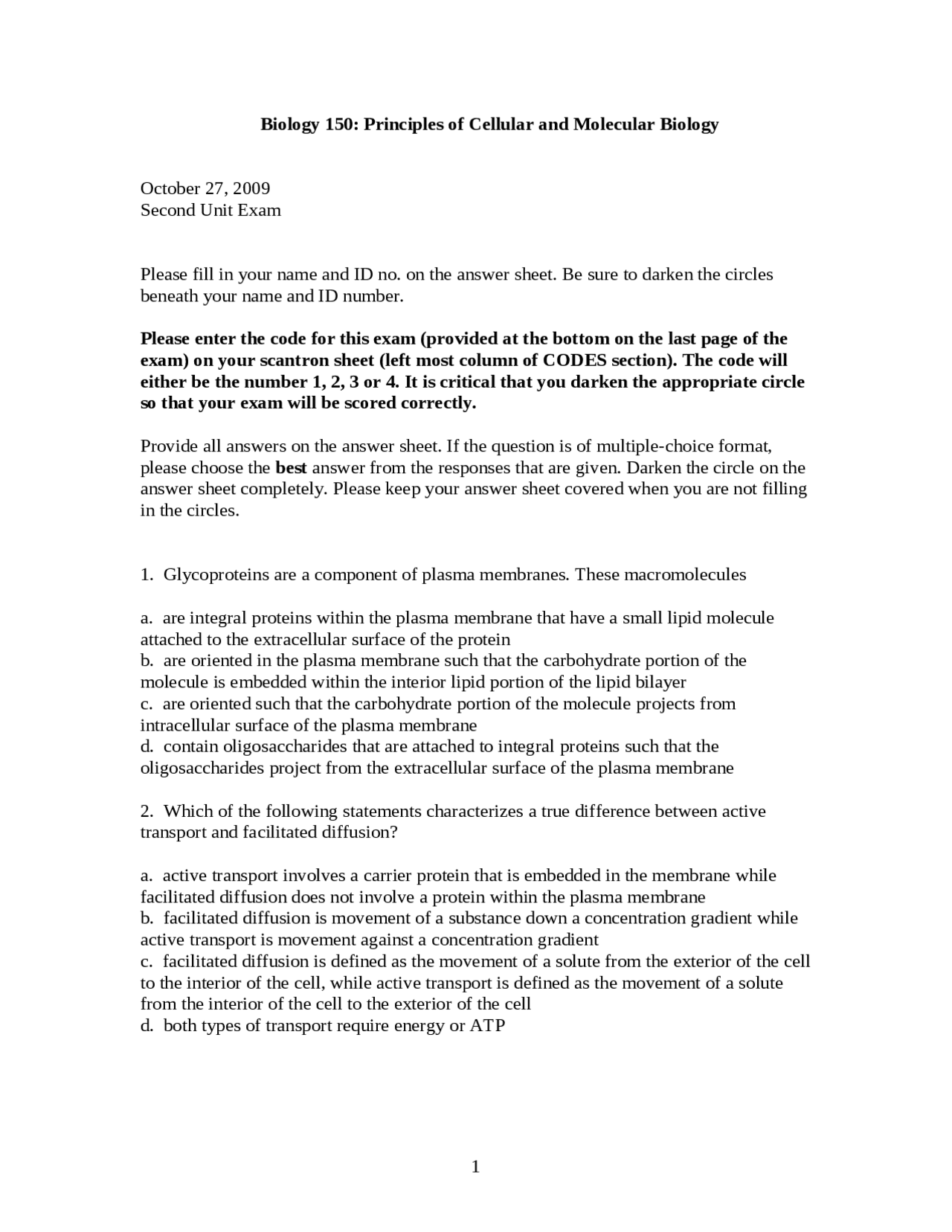 Solved Short Questions On Principles Of Cellular And Molecular Biology