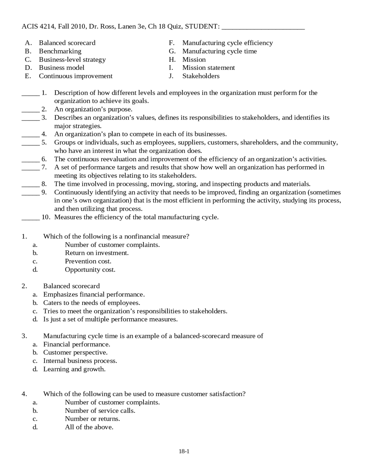 Chapter 8 Quiz Cost Planning And Control Acis 4214 Quizzes