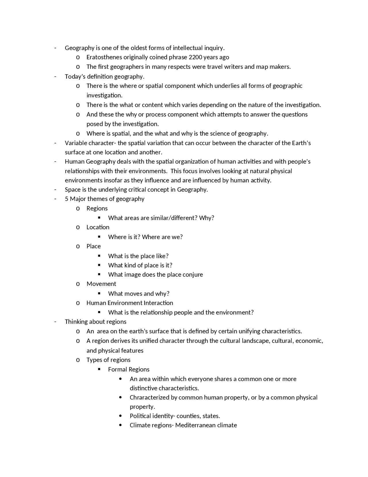 Human Geography Outline For Final Exam Geog 1004 Docsity