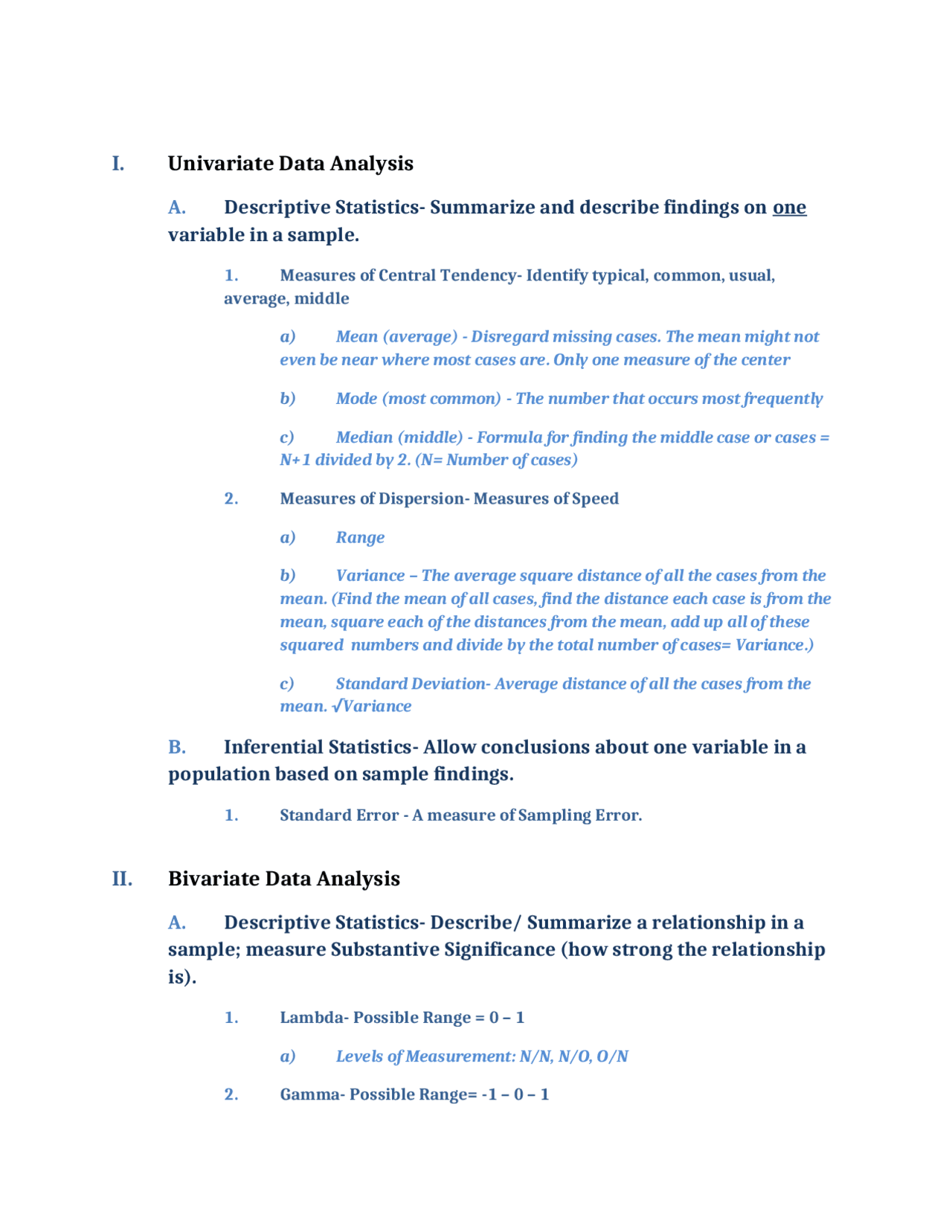 Univariate and Bivariate Data Analysis - Final Exam | SOCI 220 - Docsity