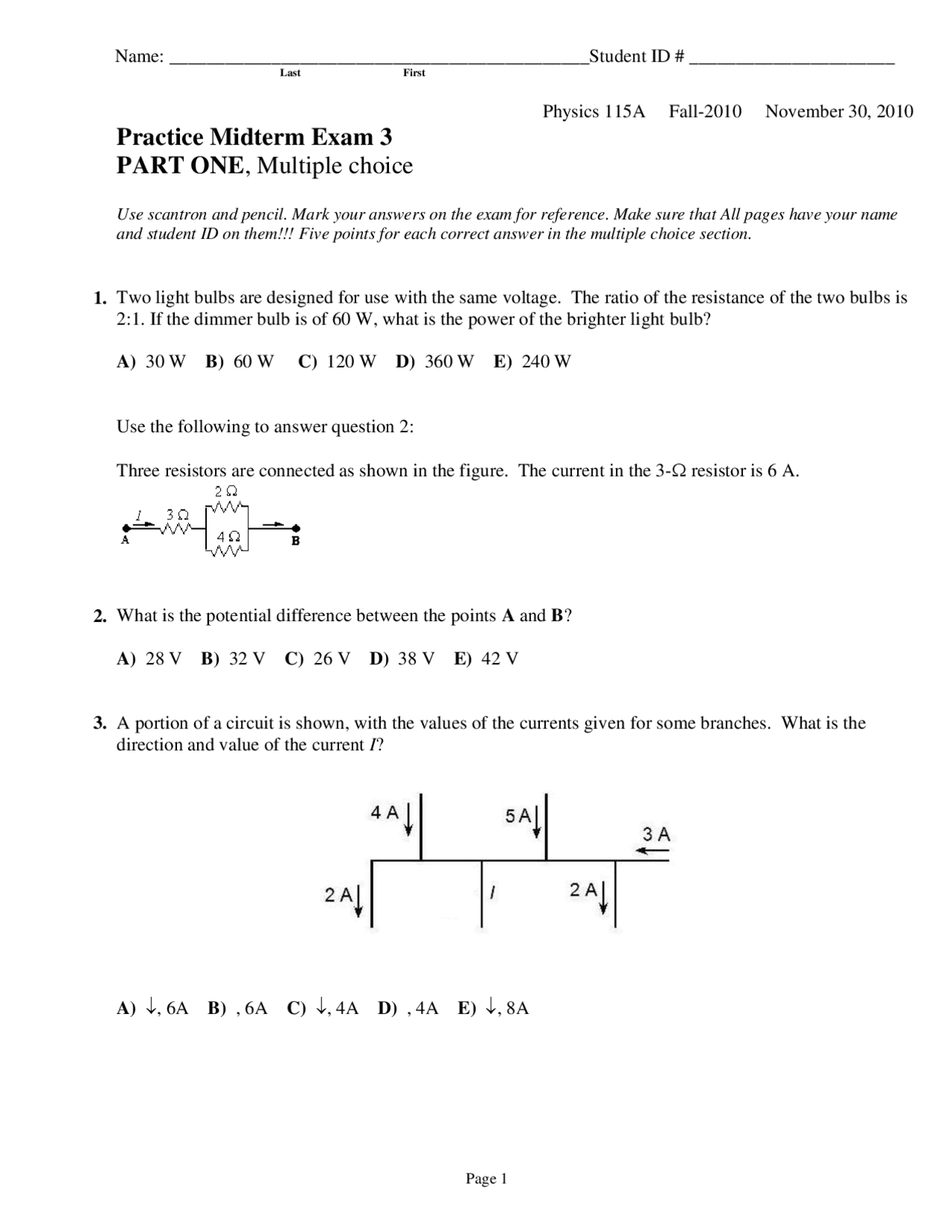 Midterm Exam #3 - General Physics | PHYS 115 | Exams Physics | Docsity
