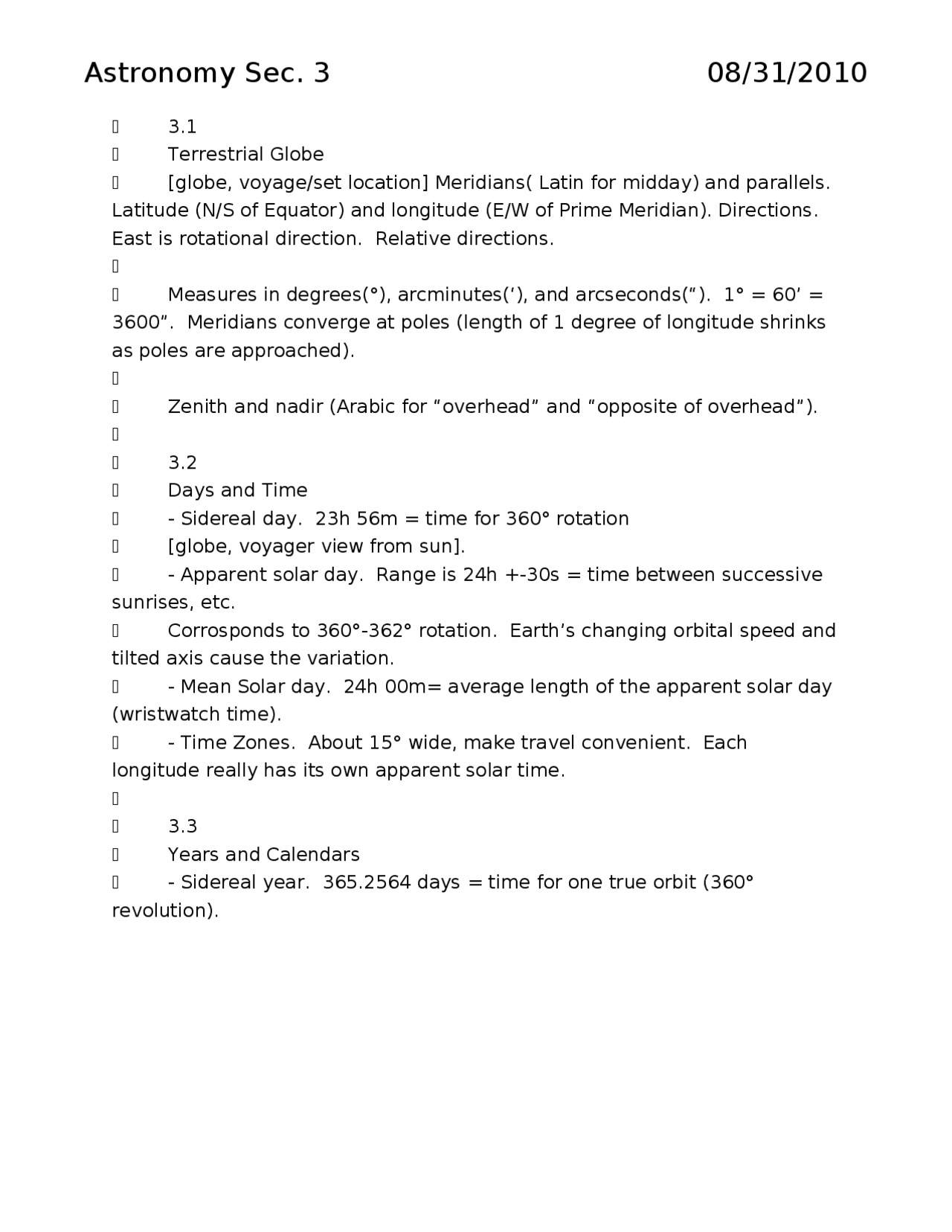 Overhead Notes Astronomy Lecture Notes Astr 1014 Docsity