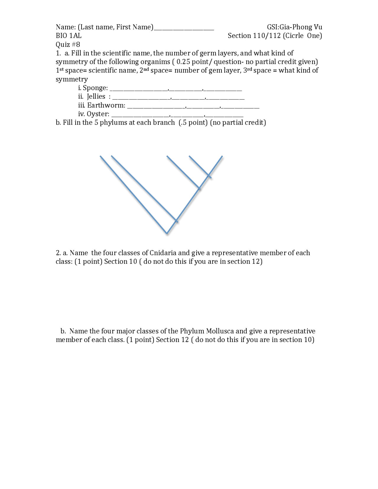 General Biology Laboratory - Quiz 10 Questions | BIOL 1AL - Docsity