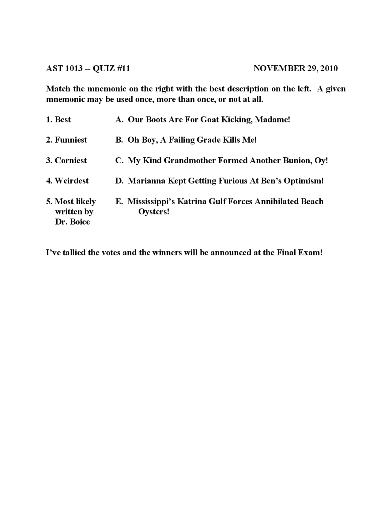 Introduction To Astronomy Quiz 11 With Solutions Ast 1013 Docsity
