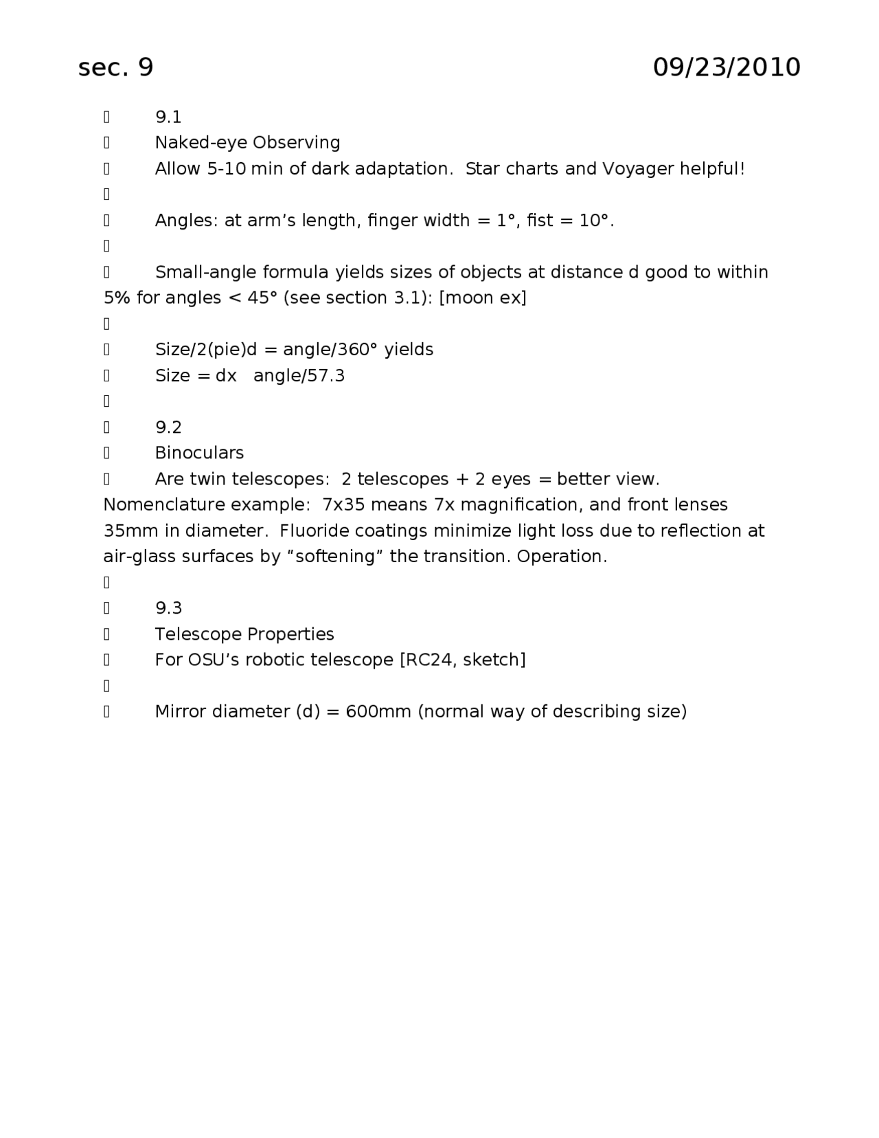 The Solar System Class Notes 2010 Astr 1014 Docsity