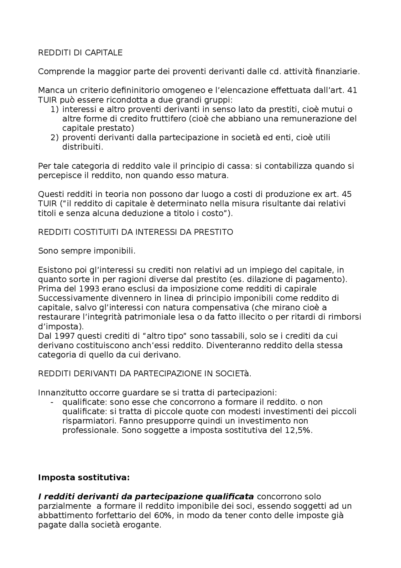 Redditi Di Capitale Docsity