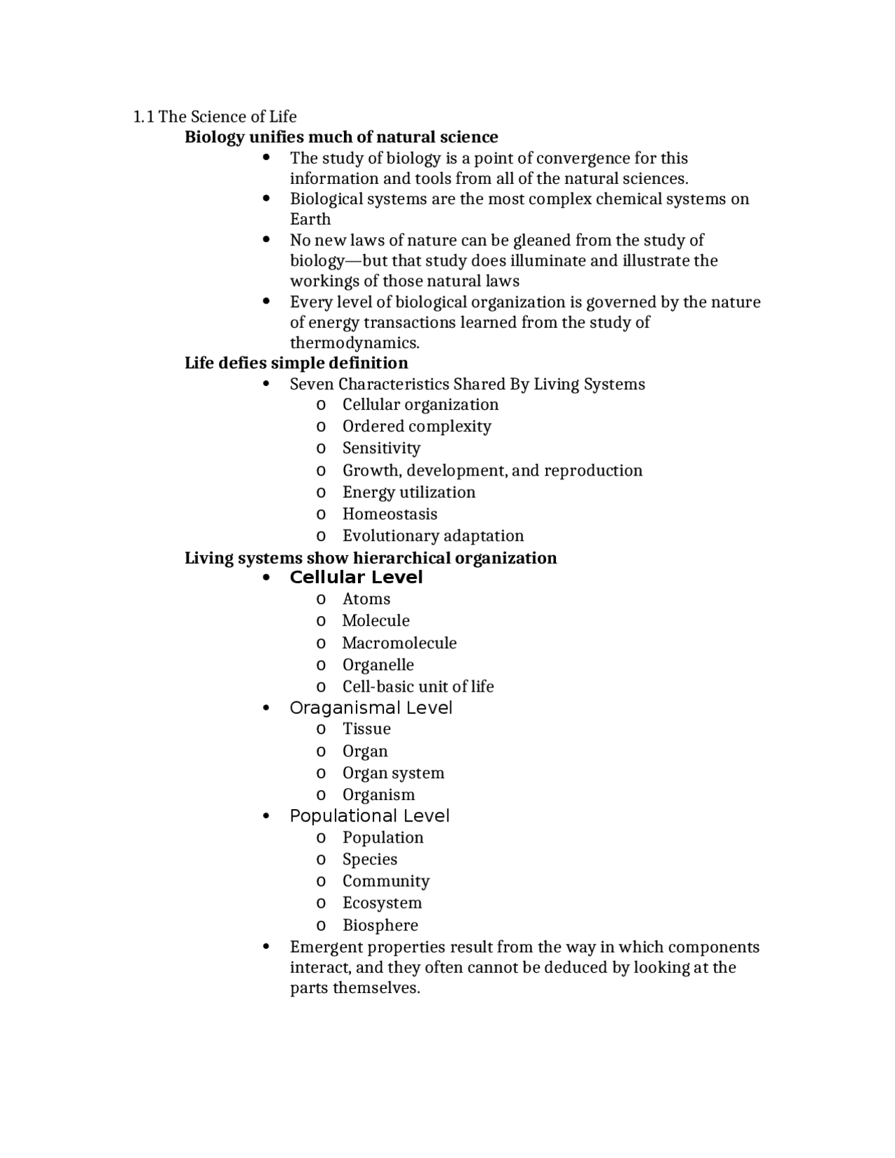 The Science of Life - Principles of Biology - Notes | BIOL 1105 | Study ...