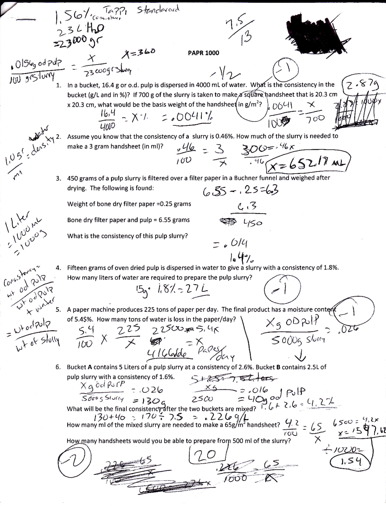 Quiz 1 With Solution Key Introduction To Pulp And Paper Manufacture