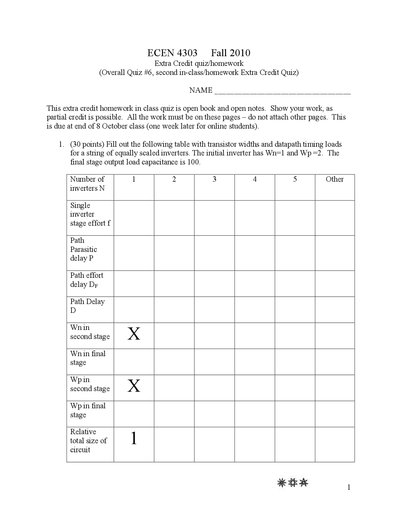 Quiz For Digital Electronic Circuit Design Ecen 4303 Docsity
