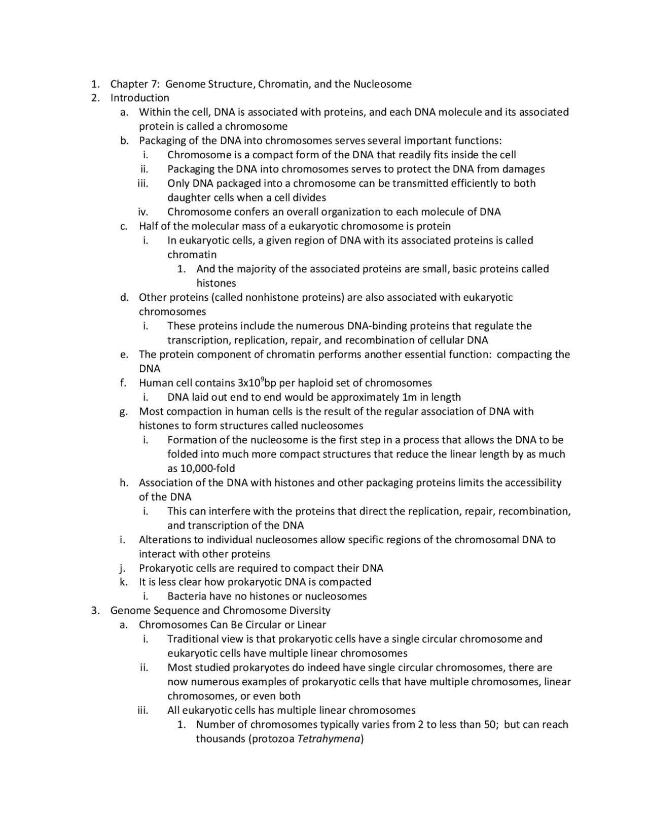 Course Outline Genome Structure Chromatin And The Nucleosome Pcb
