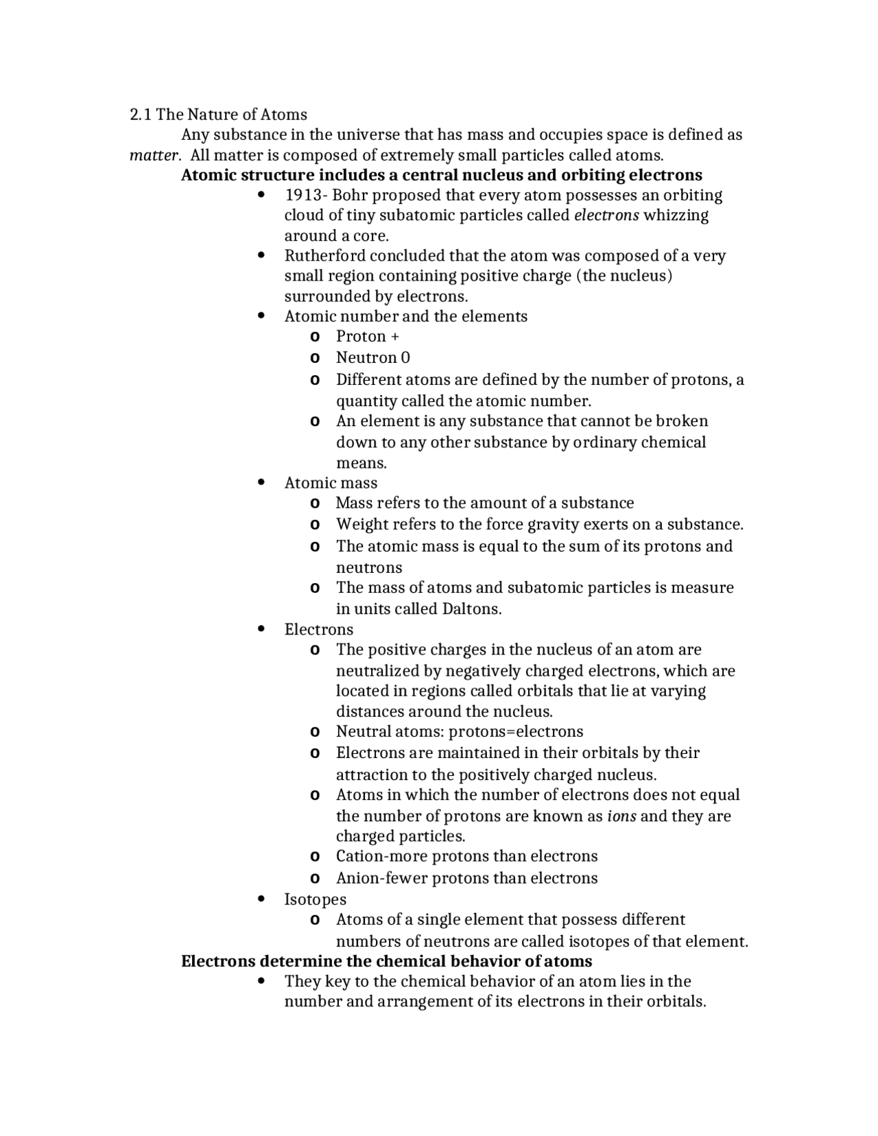 The Nature Of Atoms Principles Of Biology Lecture Notes Biol 1105