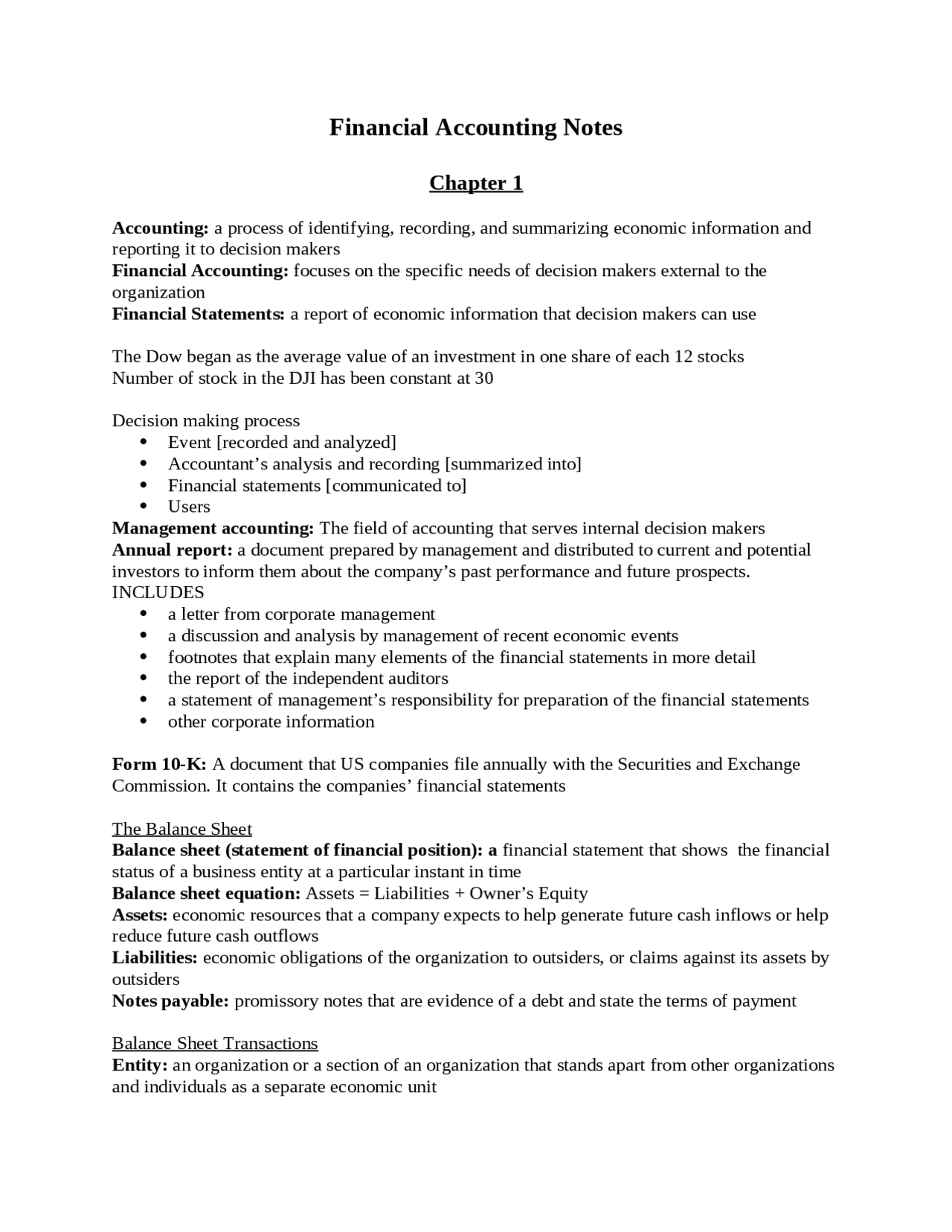 Financial Accounting Lecture Notes Docsity
