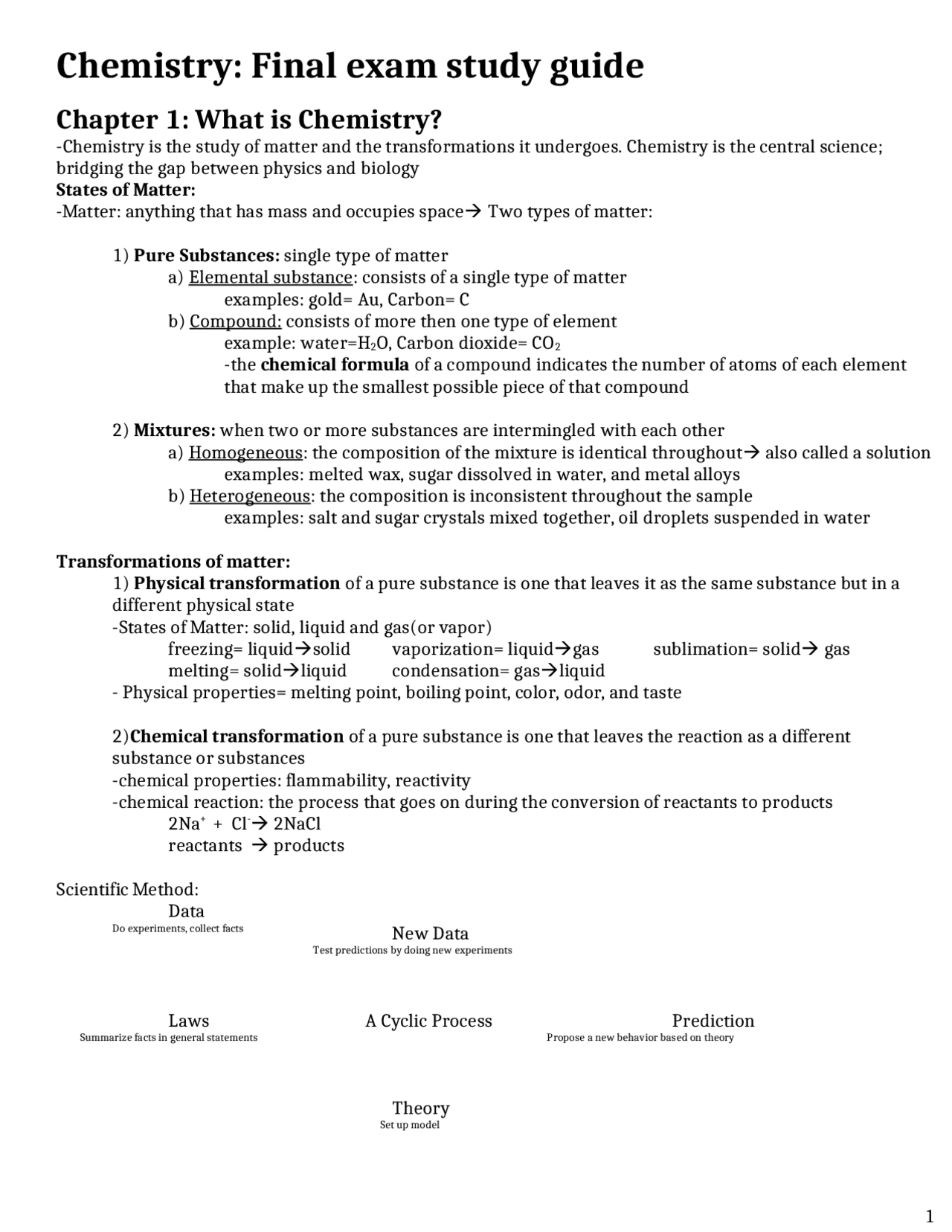Final Exam Study Guide - Elementary Chemistry | CHEM - Docsity