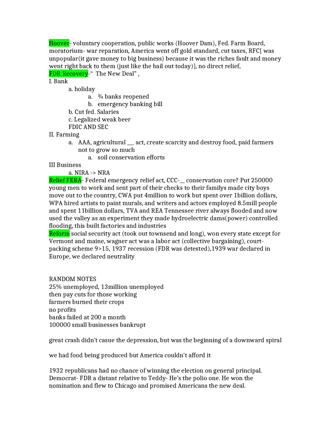 The Great Depression: Hoover's Voluntary Cooperation and FDR's New Deal ...