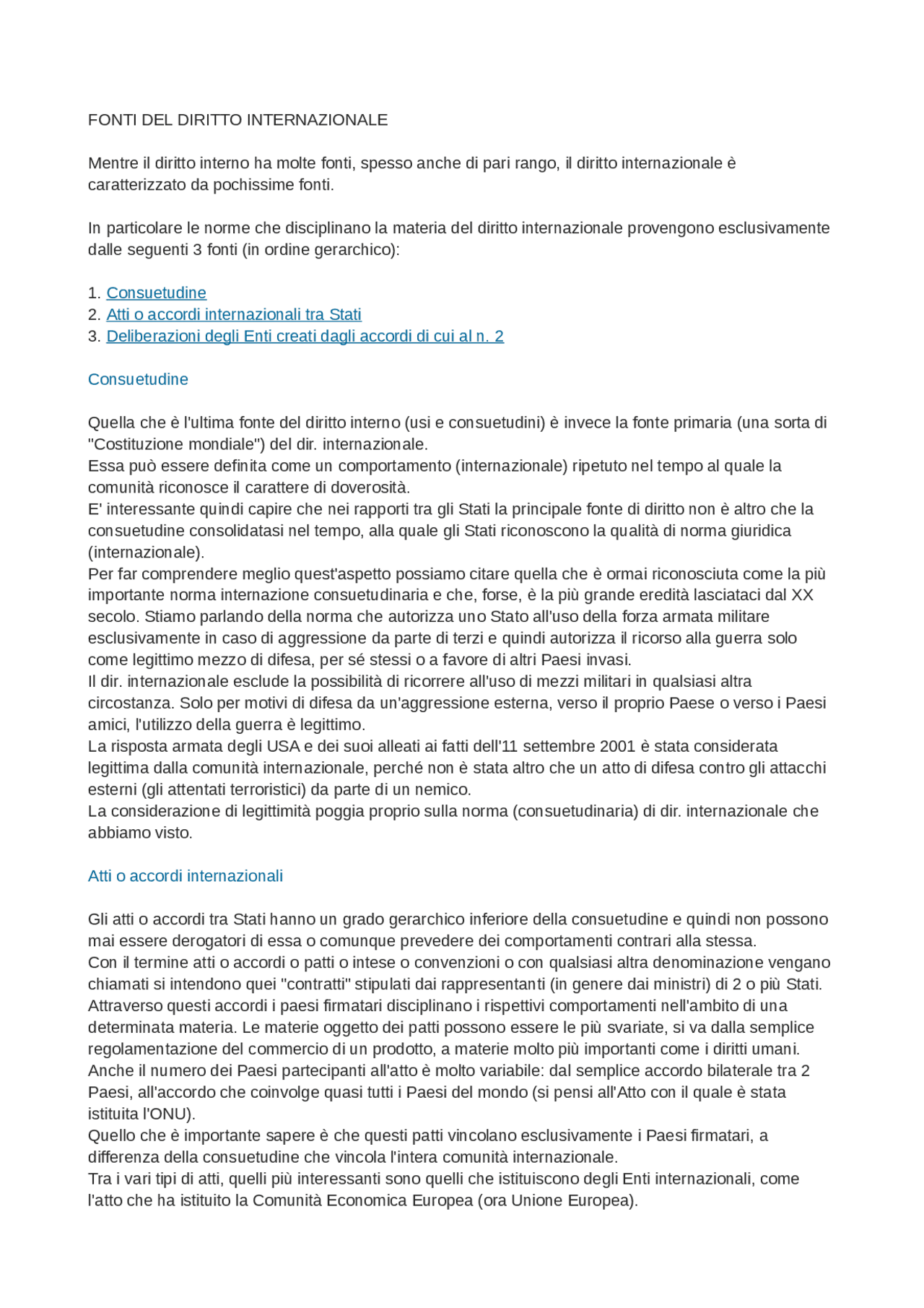 Fonti Del Diritto Internazionale Appunti Di Diritto Internazionale