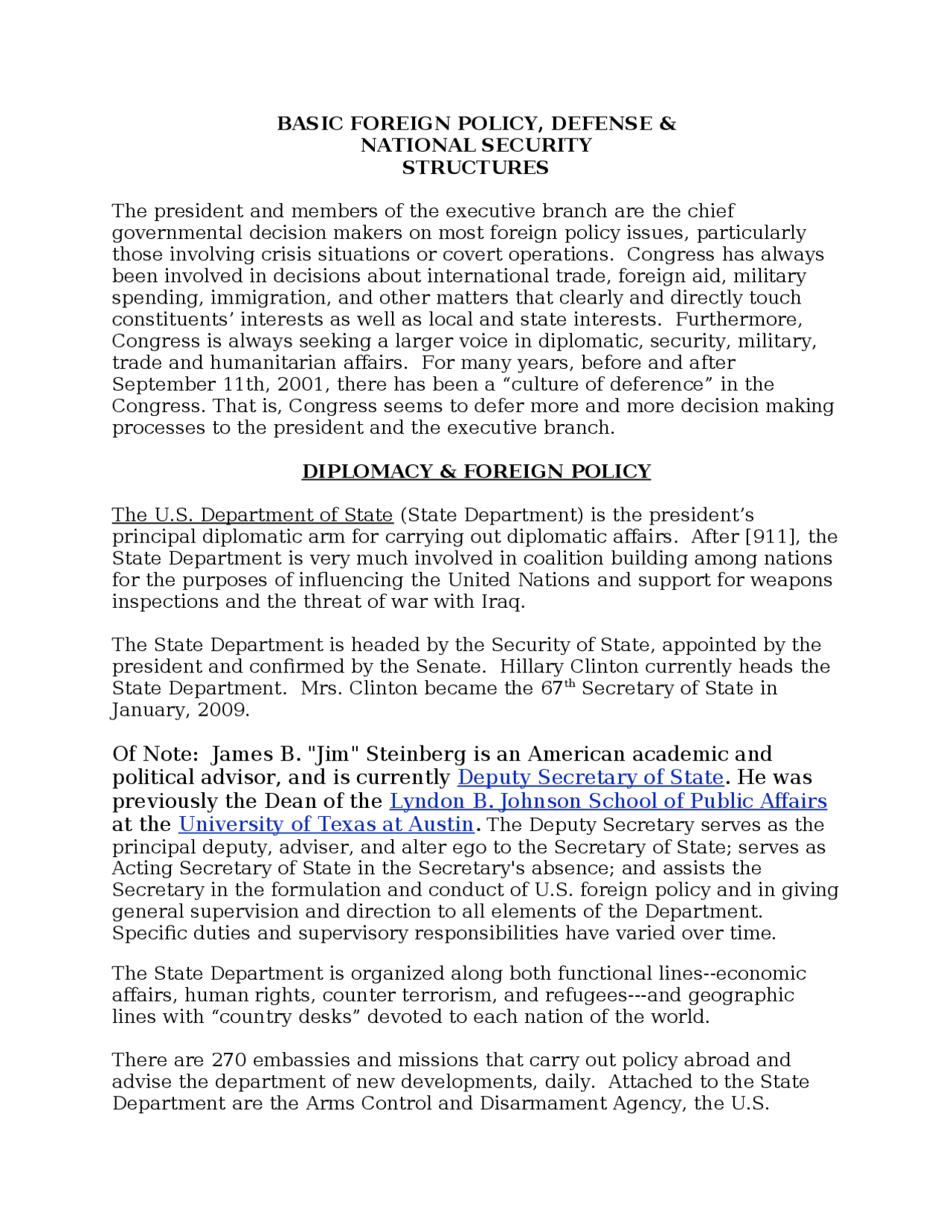Basic Foreign and Defense Policy - Functions of Government American ...
