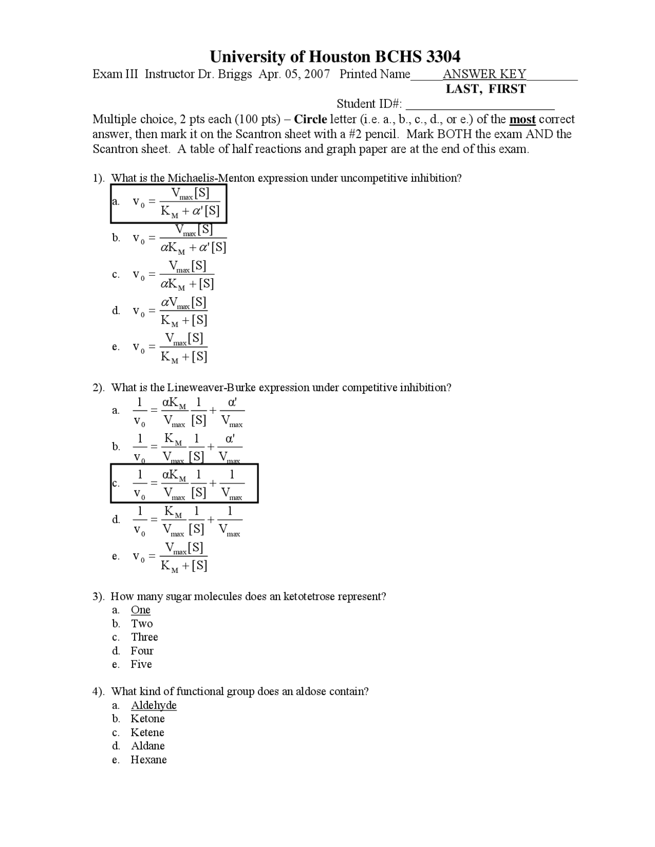 50 Questions On General Biochemistry I With Solution Exam Iii Bchs