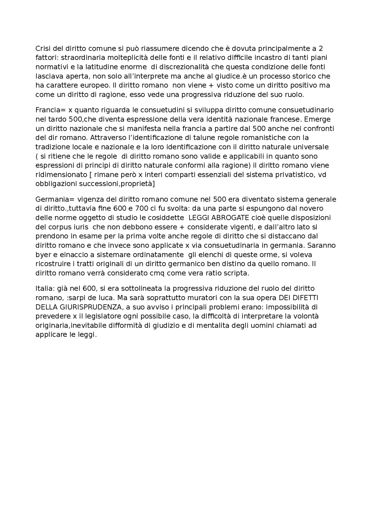 Crisi Del Diritto Comune Docsity