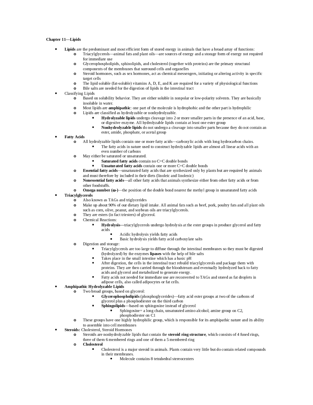 Lipids Lecture Notes Fundamental Chemistry Ii Chem 102 Docsity