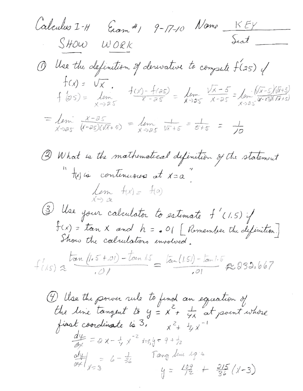 Practice Exam 1 Solutions Calculus I Mth 1321 Docsity