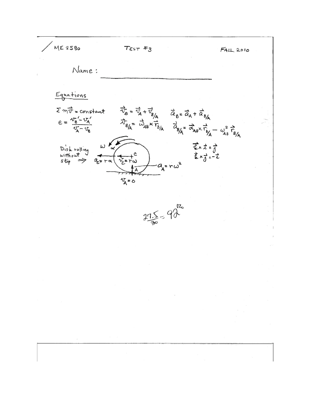 3 Solved Problems On Angular Acceleration In Dynamics Exam 3 Me 2580 Docsity
