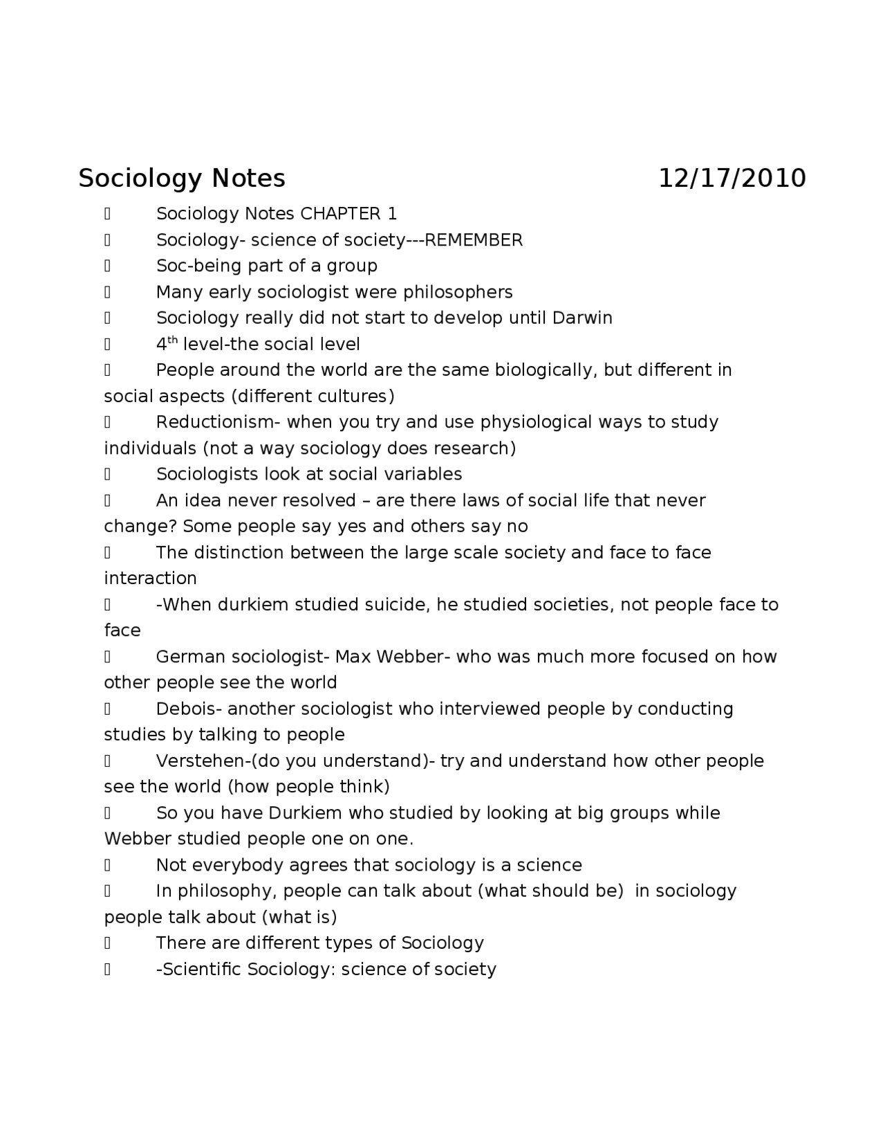 Final Review Notes On Introduction To Sociology 920 101 Docsity