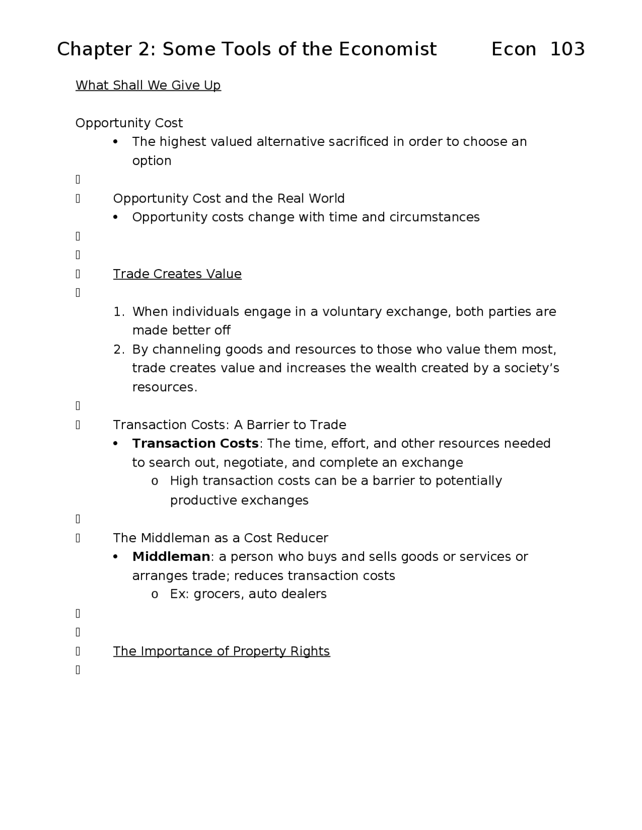 Economics 103: Opportunity Cost, Trade, and Production Possibilities ...